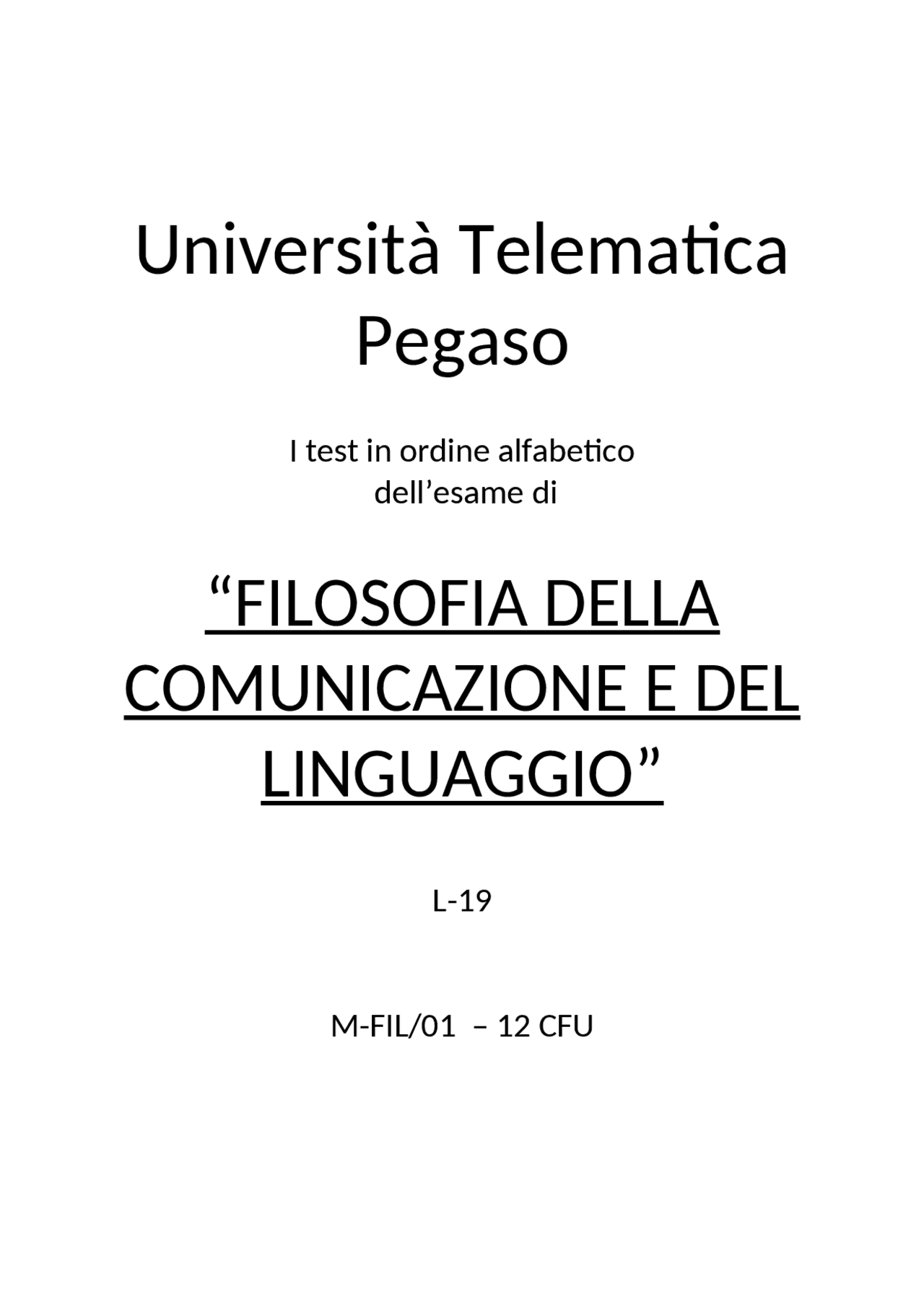 Test Esame Di Filosofia Della Comunicazione E Del Linguaggio L 19