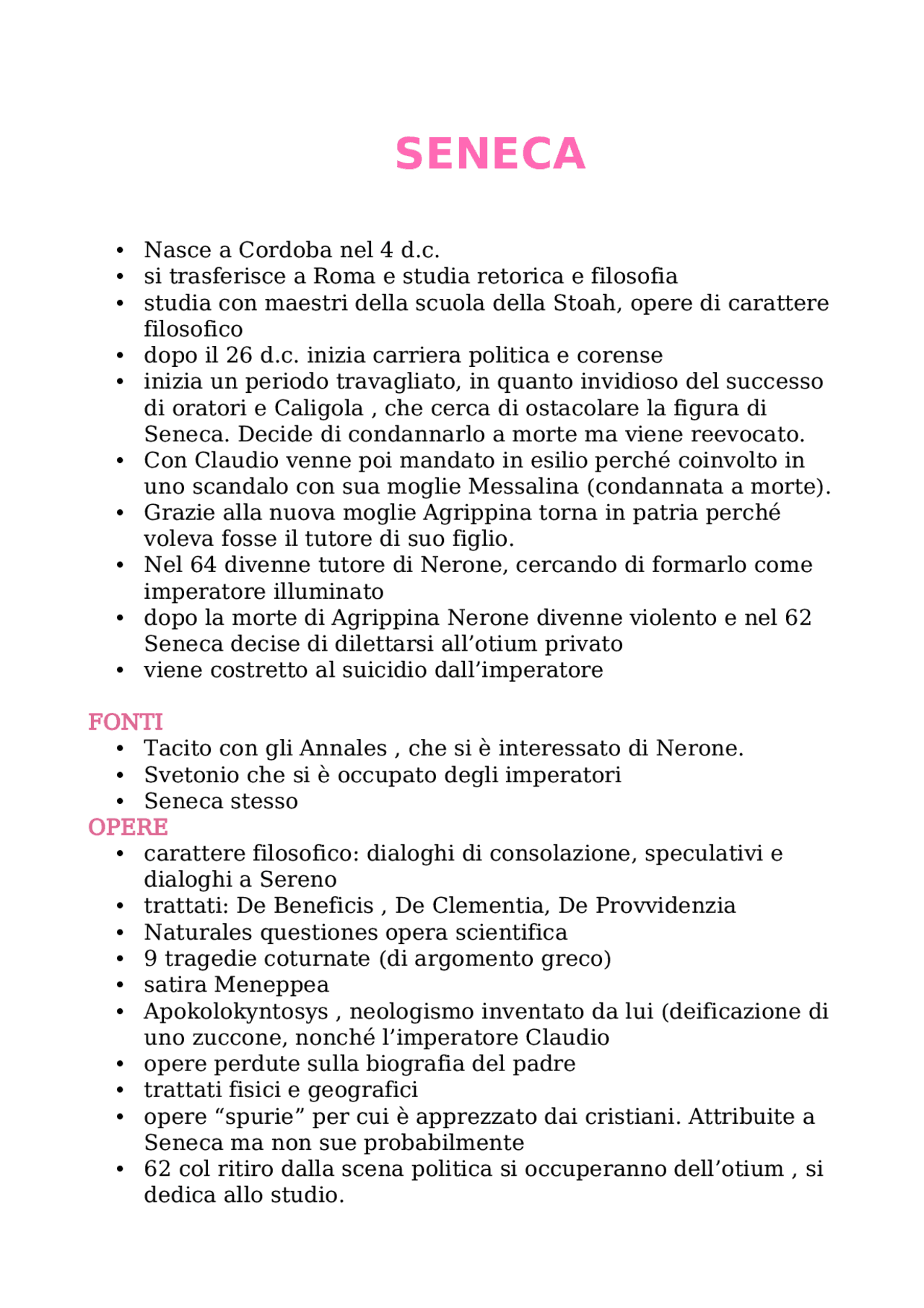 Seneca: Vita e Opere di un Filosofo e Politico Romano | Appunti di ...