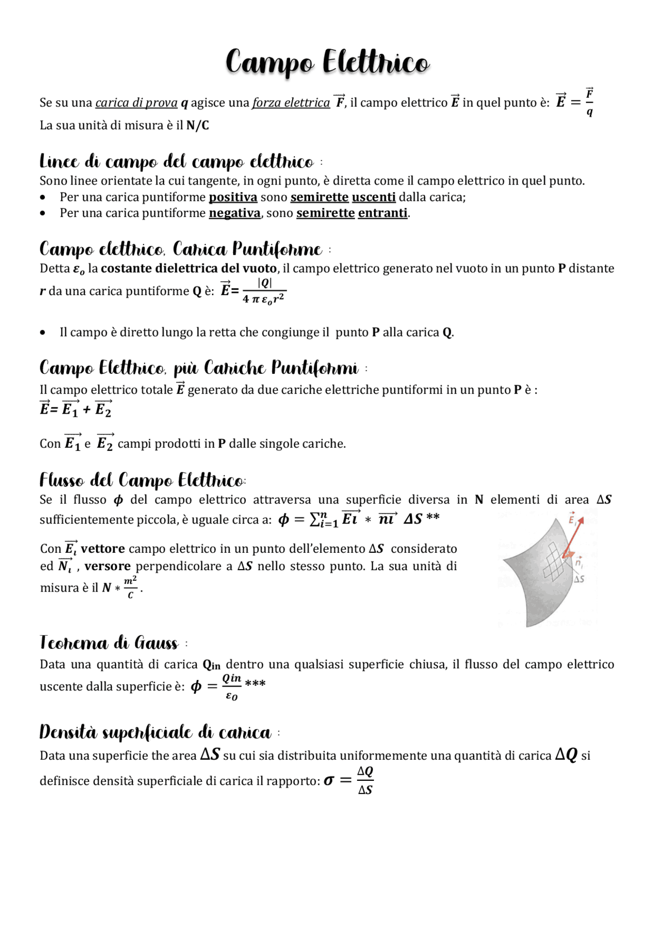 Appunti Di Fisica Sul Campo Elettrico Appunti Di Fisica Docsity