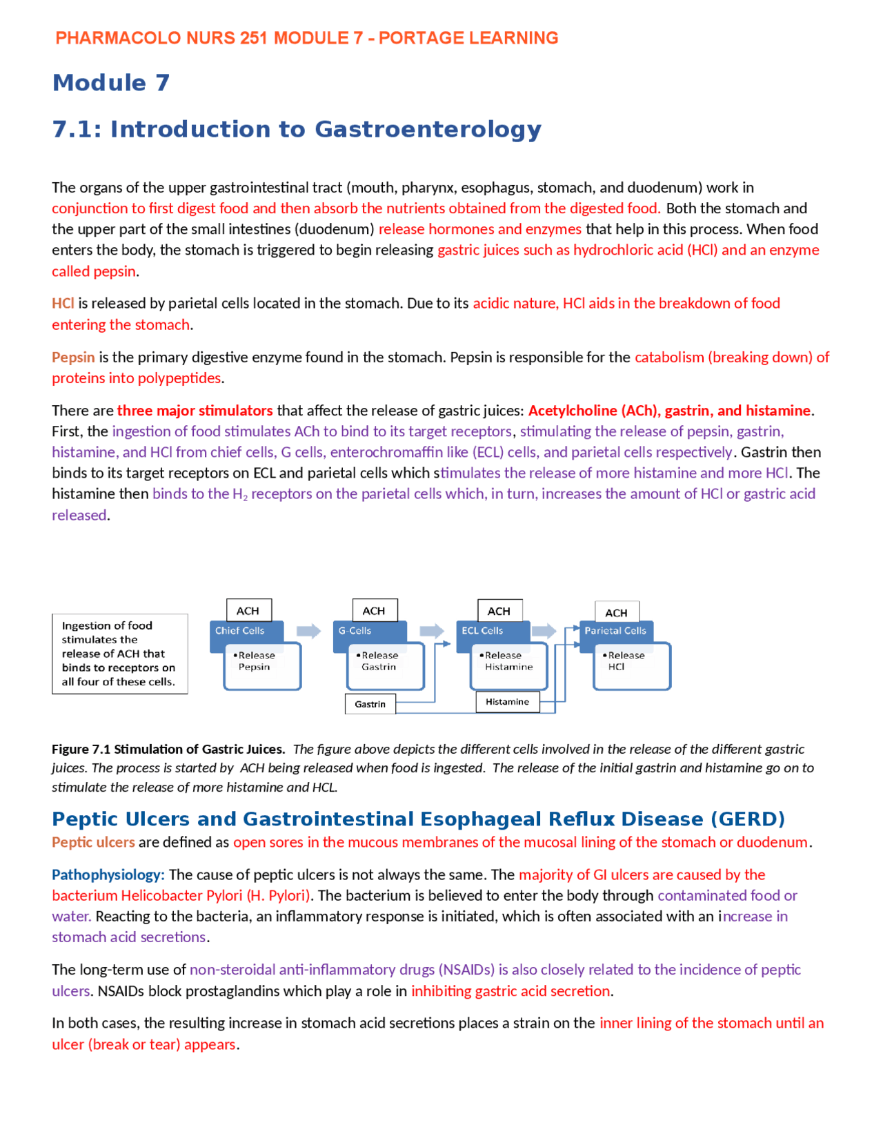 PHARMACOLO NURS 251 MODULE 7 -PORTAGE LEARNING | Exams Nursing | Docsity