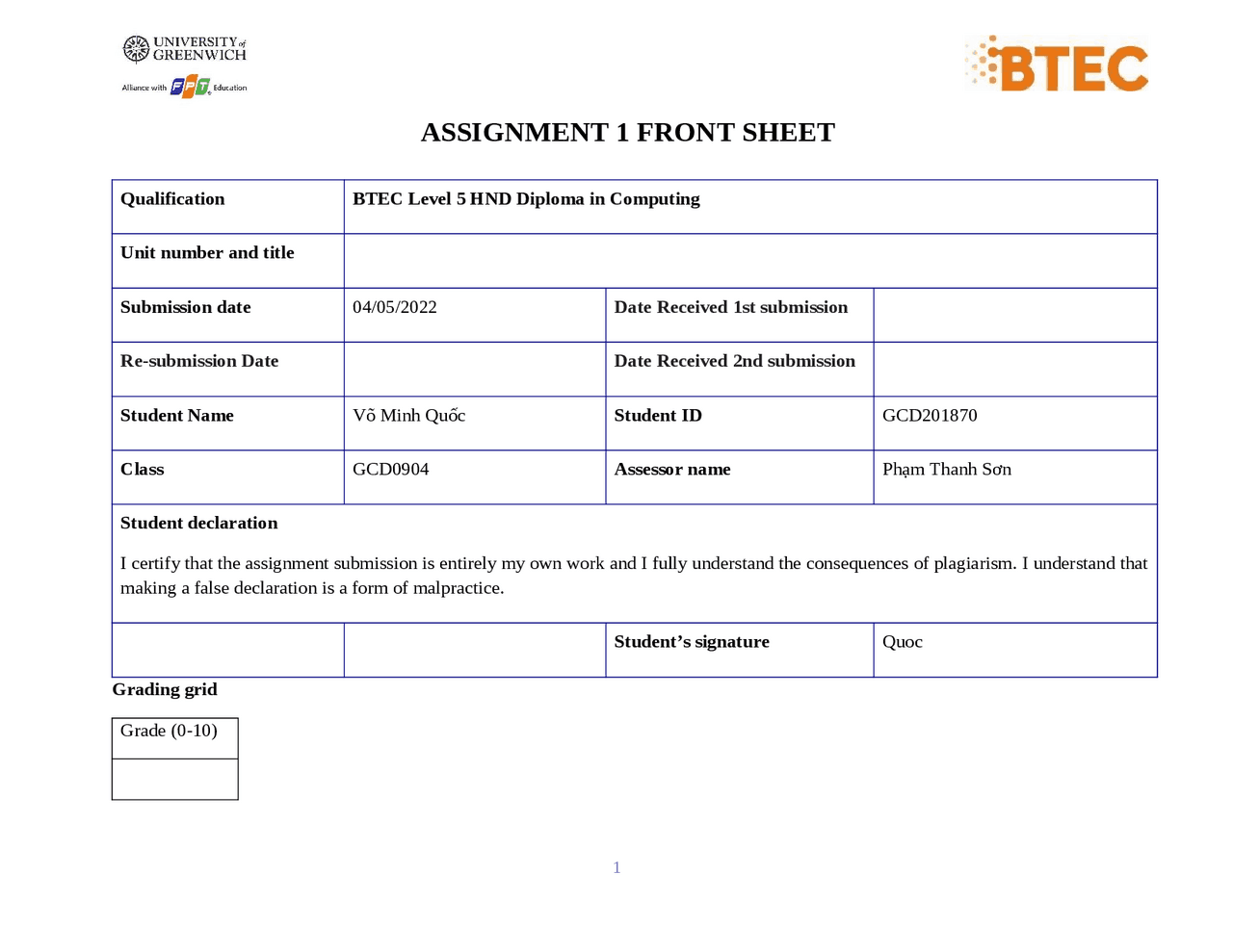 Assignment Java Programming Vo Minh Quoc Essays University Java