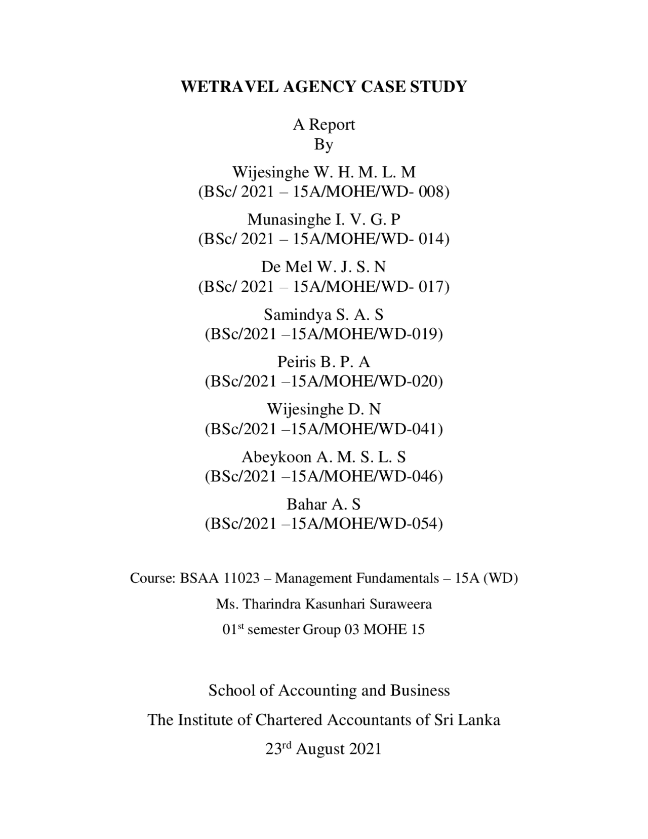 Travel agency case study | Assignments Management Theory - Docsity
