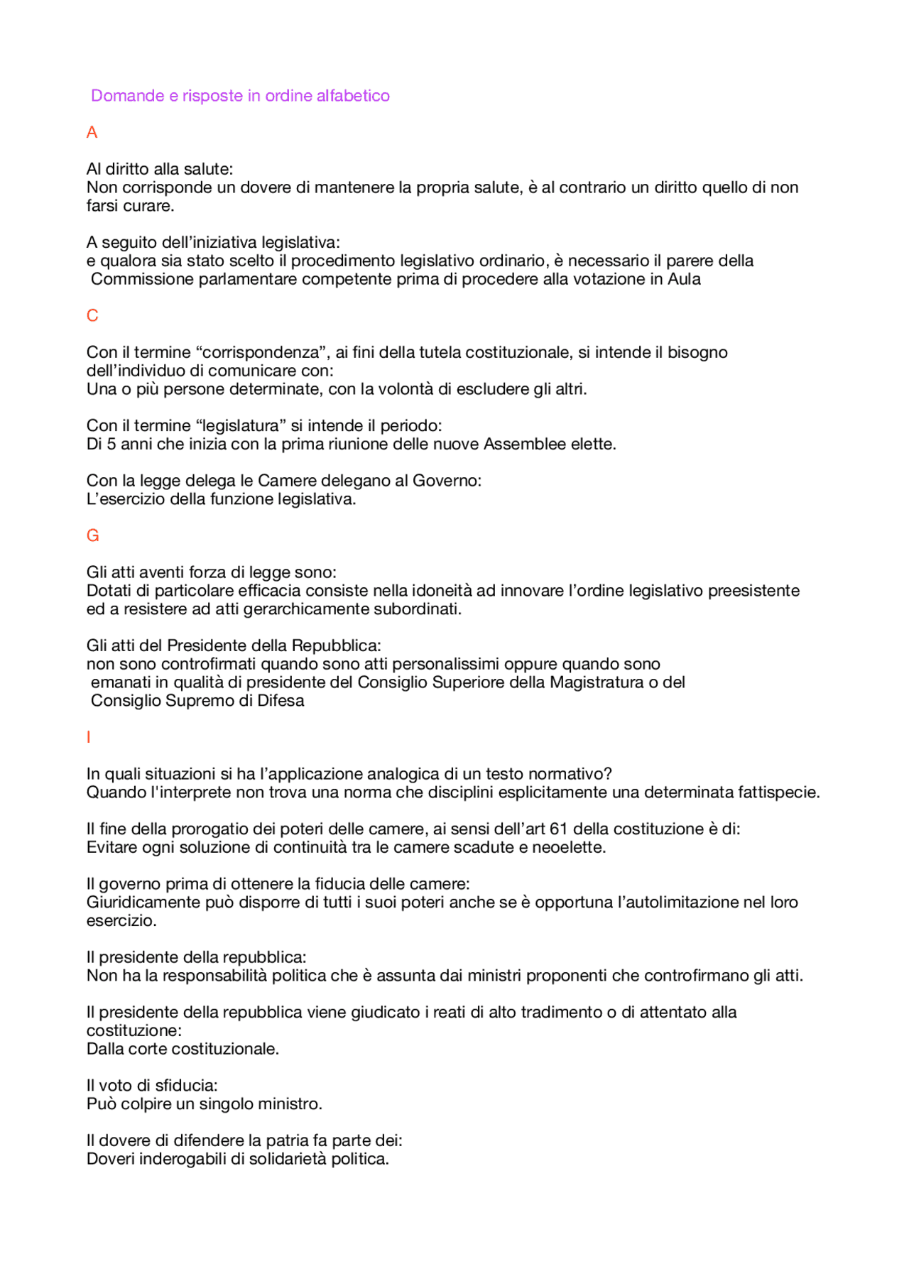 Domande istituzioni di diritto pubblico | Prove d'esame di Istituzioni Diritto Pubblico | Docsity