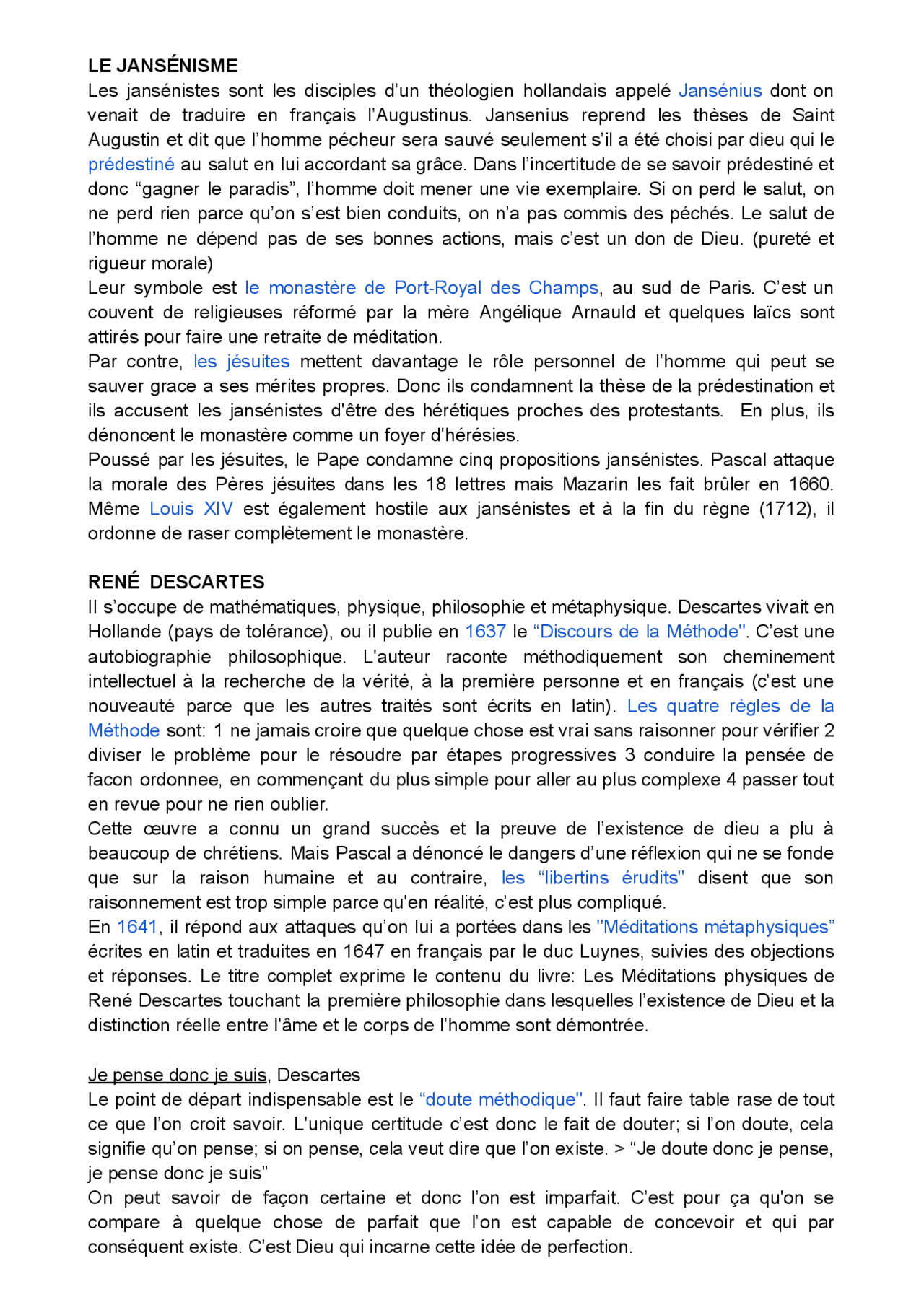 Le Jansénisme, René Descartes, Blaise Pascal, Corneille e Racine ...
