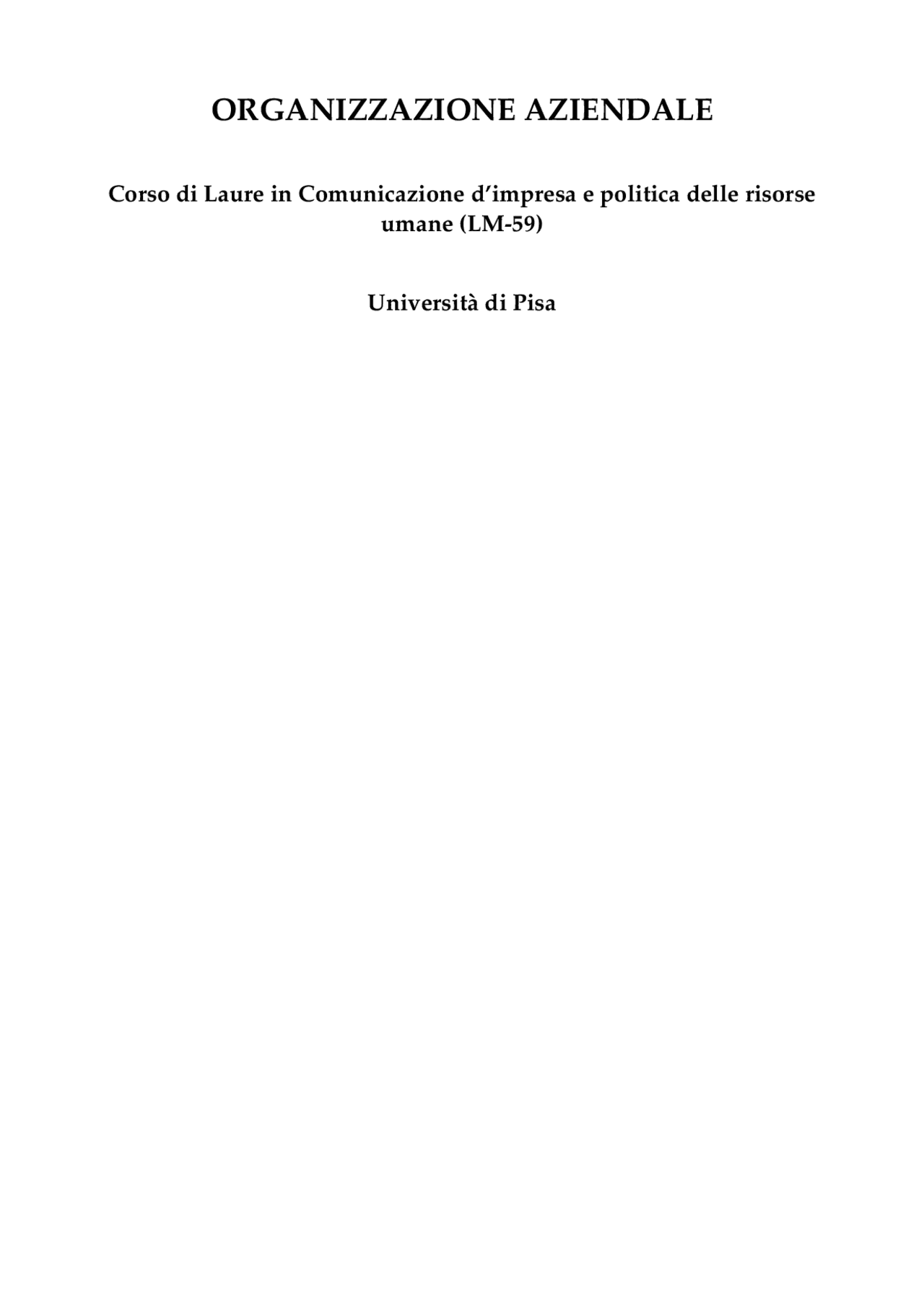 Riassunto Del Libro Di Organizzazione Aziendale Daft R