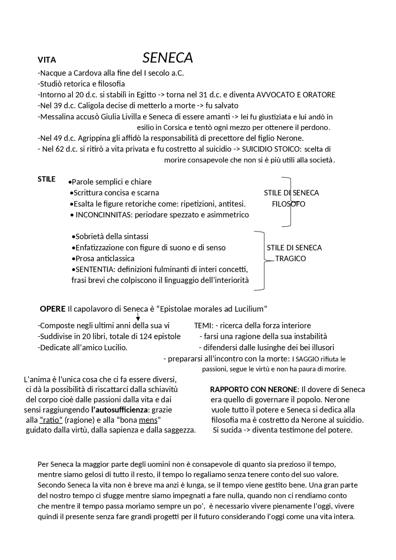 Seneca Vita Stile E Opere Schemi E Mappe Concettuali Di Latino