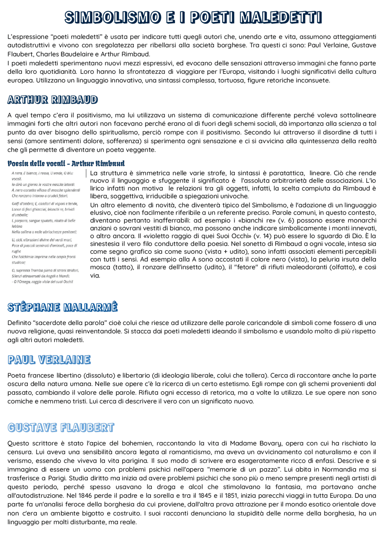 Simbolismo e i poeti maledetti | Appunti di Elementi di storia dell ...