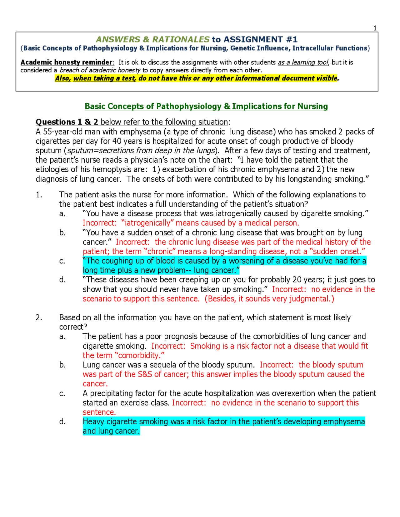 NURS 3366 ANSWERS & RATIONALES to ASSIGNMENT #1-3 | Assignments Health ...