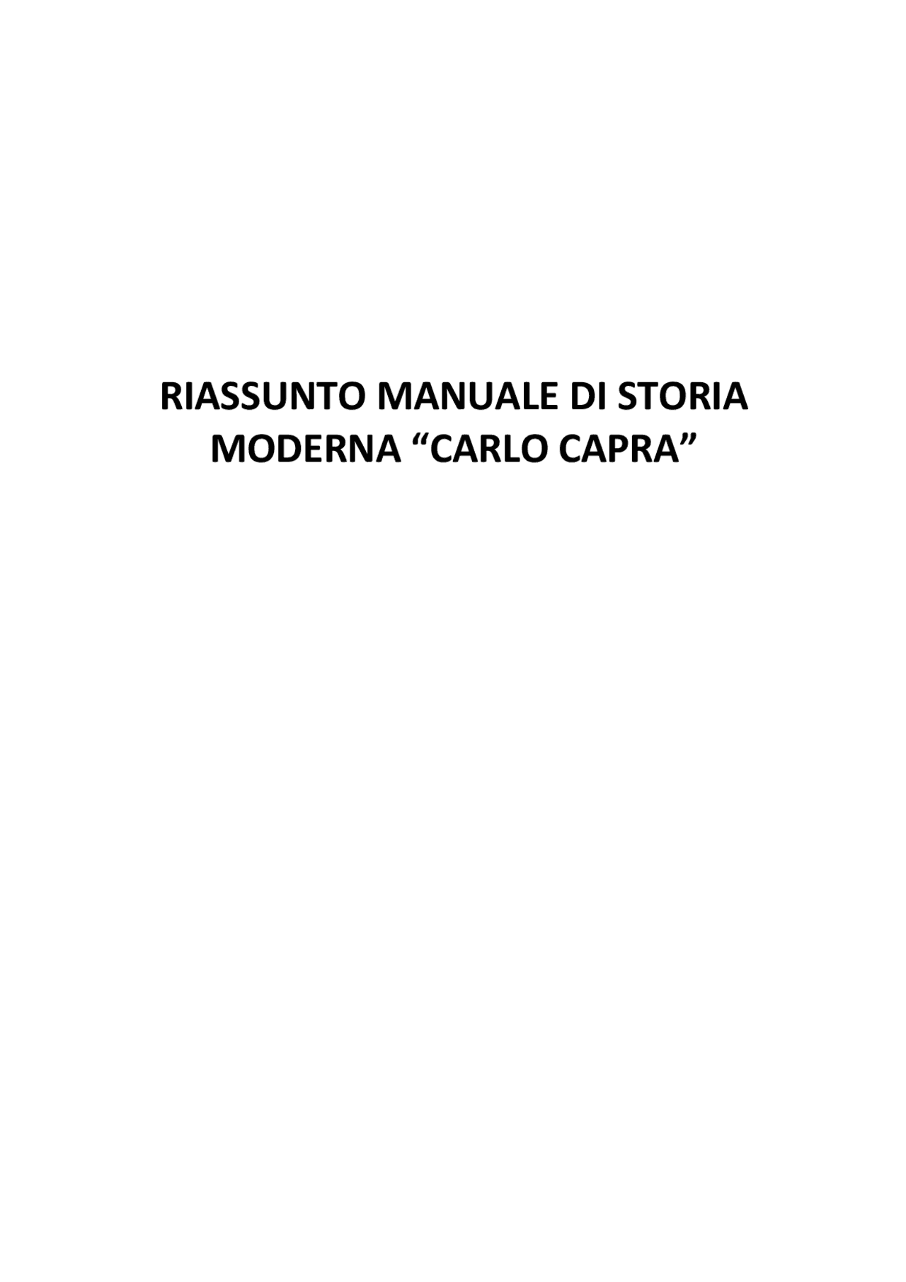 Manuale storia moderna "Carlo Capra" riassunto | Sintesi del corso di ...