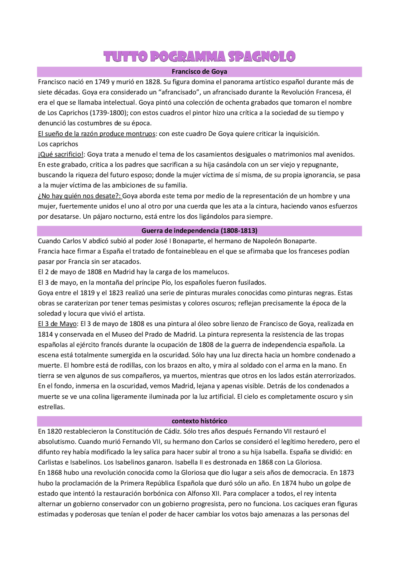 Tutto Il Programma Di Spagnolo Di Quinto Appunti Di Spagnolo Docsity