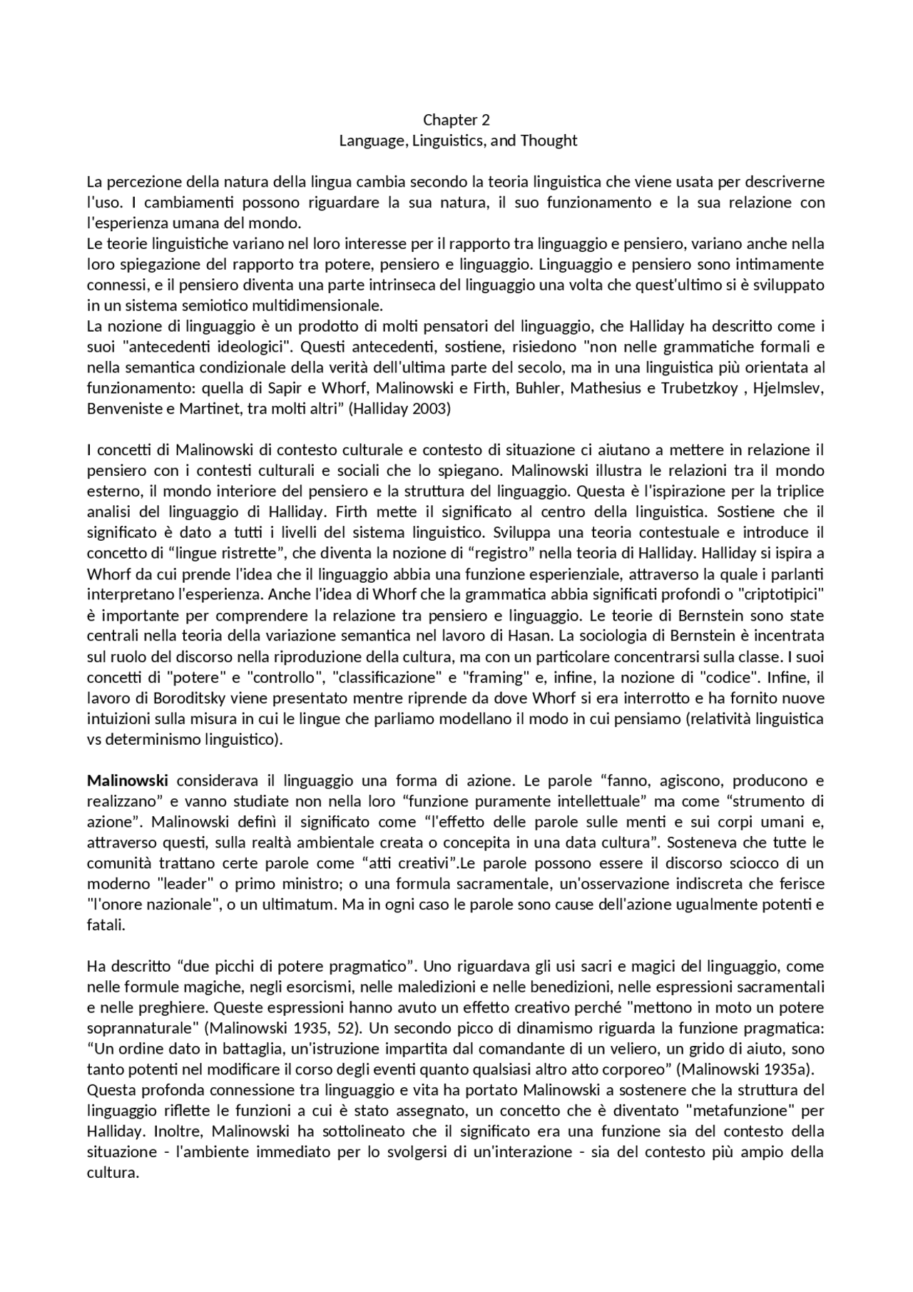 Language, Linguistics, and Thought Chapter 1 | Appunti di Lingua Inglese | Docsity