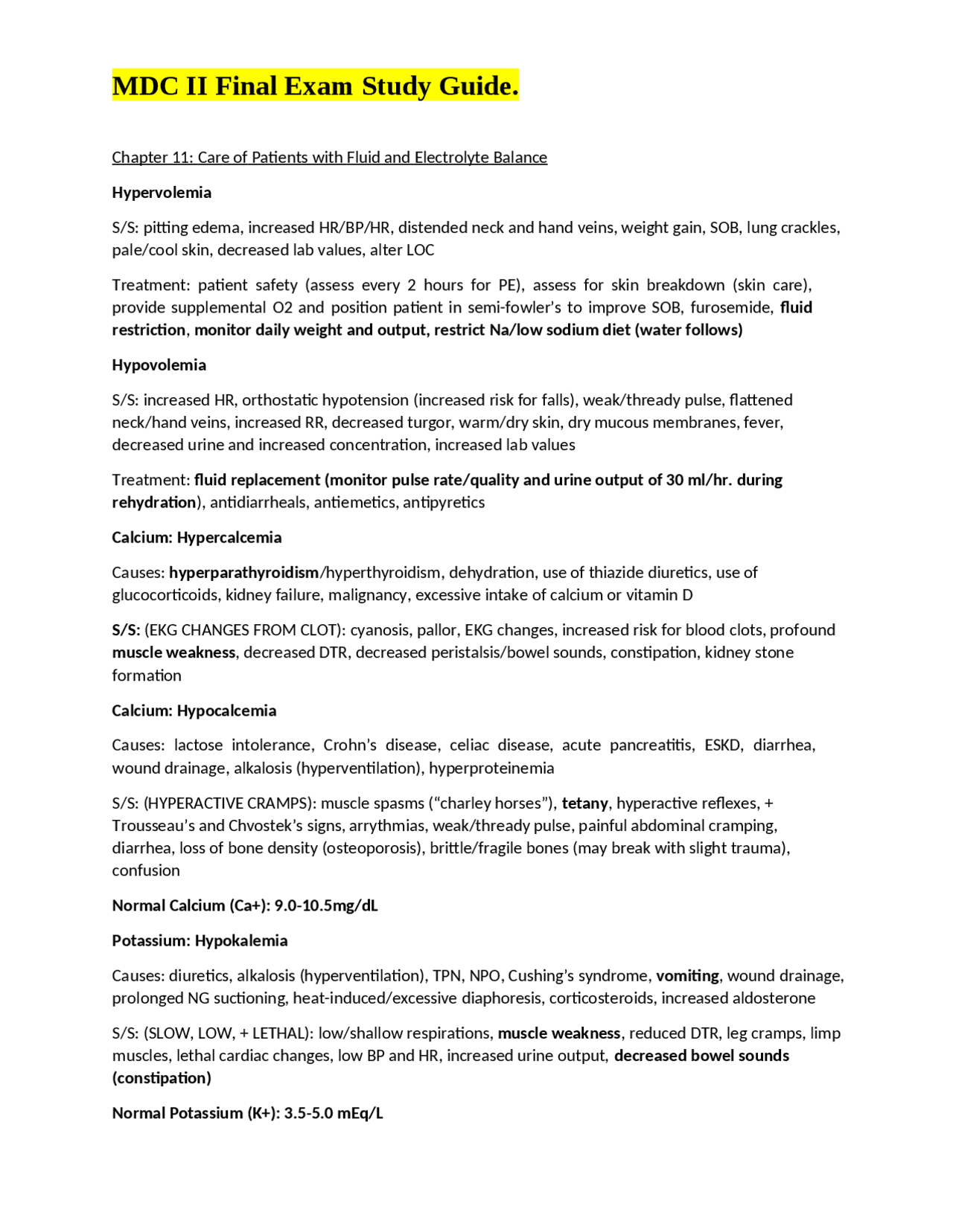 MDC II Final Exam Study Guide. - Docsity