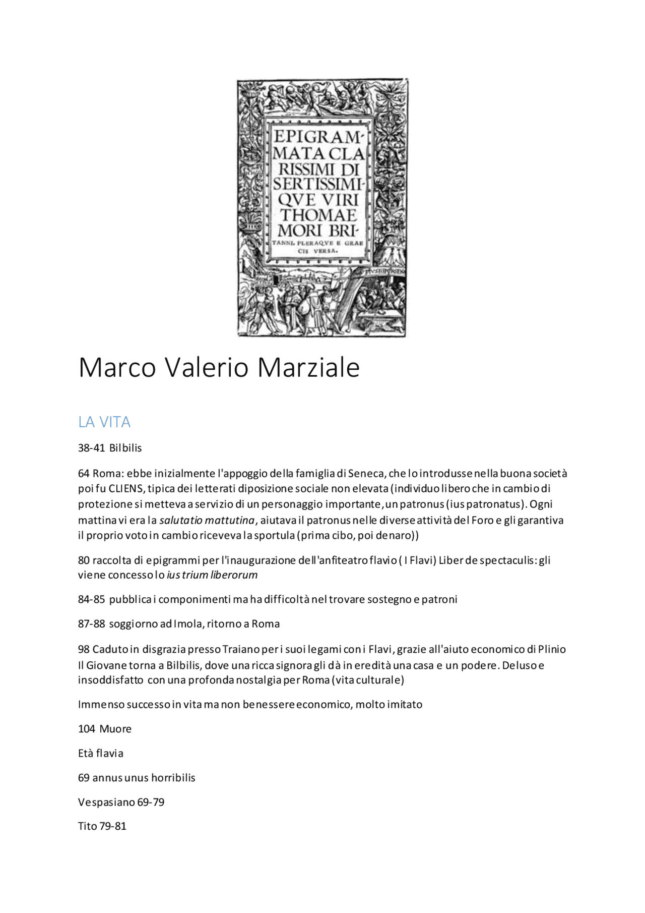 Marco Valerio Marziale - Appunti Maturità | Dispense di Latino | Docsity