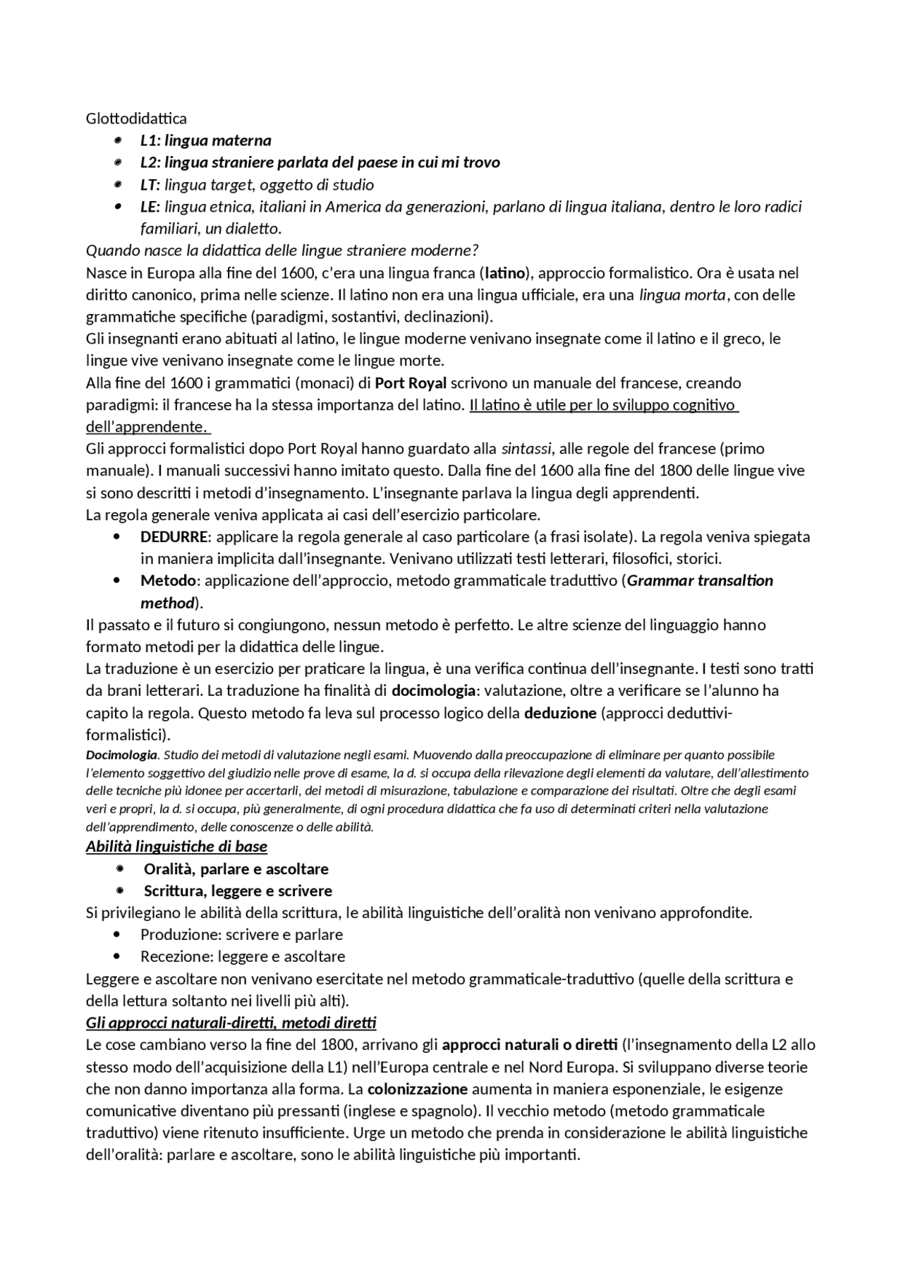Didattica Delle Lingue Straniere E Moderne Appunti Di Didattica
