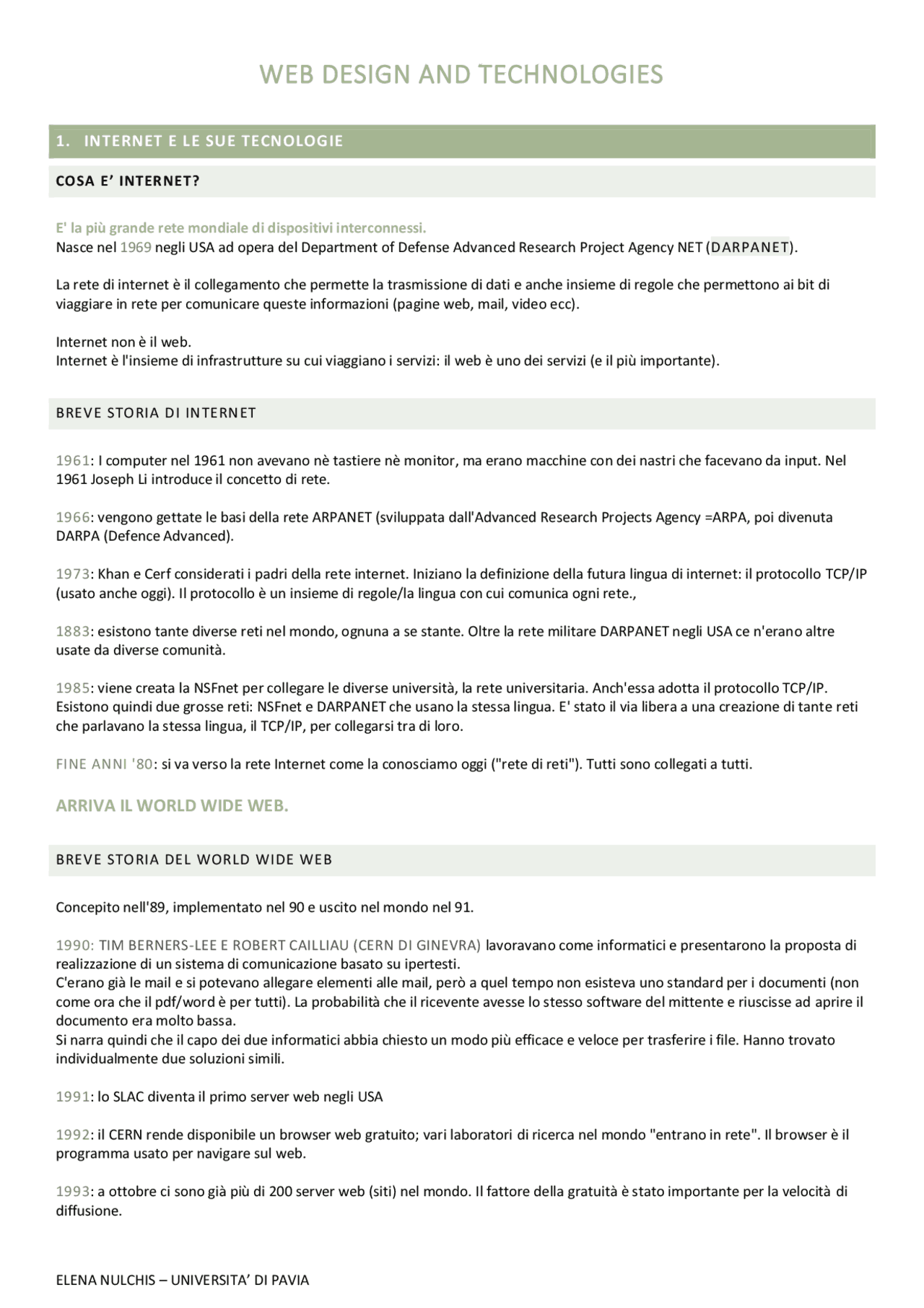 Sbobine di Web Design and Technologies | Sbobinature di Programmazione e Tecnologie Web | Docsity