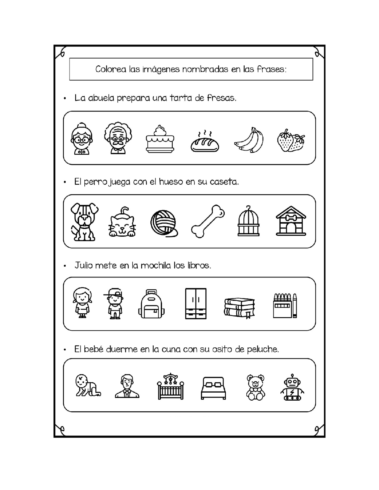 Ejercicios de comprension de oraciones para niños | Ejercicios de ...