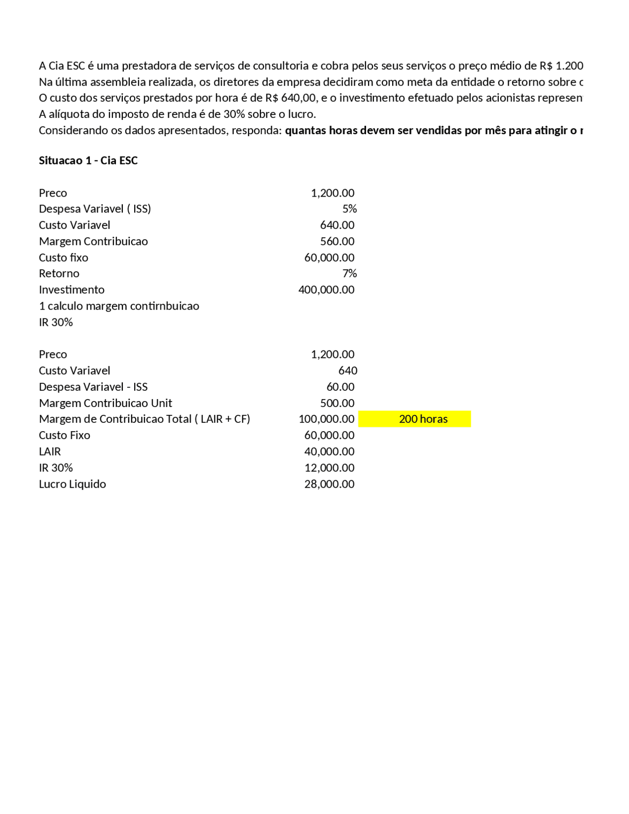 Trabalho De Gestão De Custos Exercícios Finanças Docsity