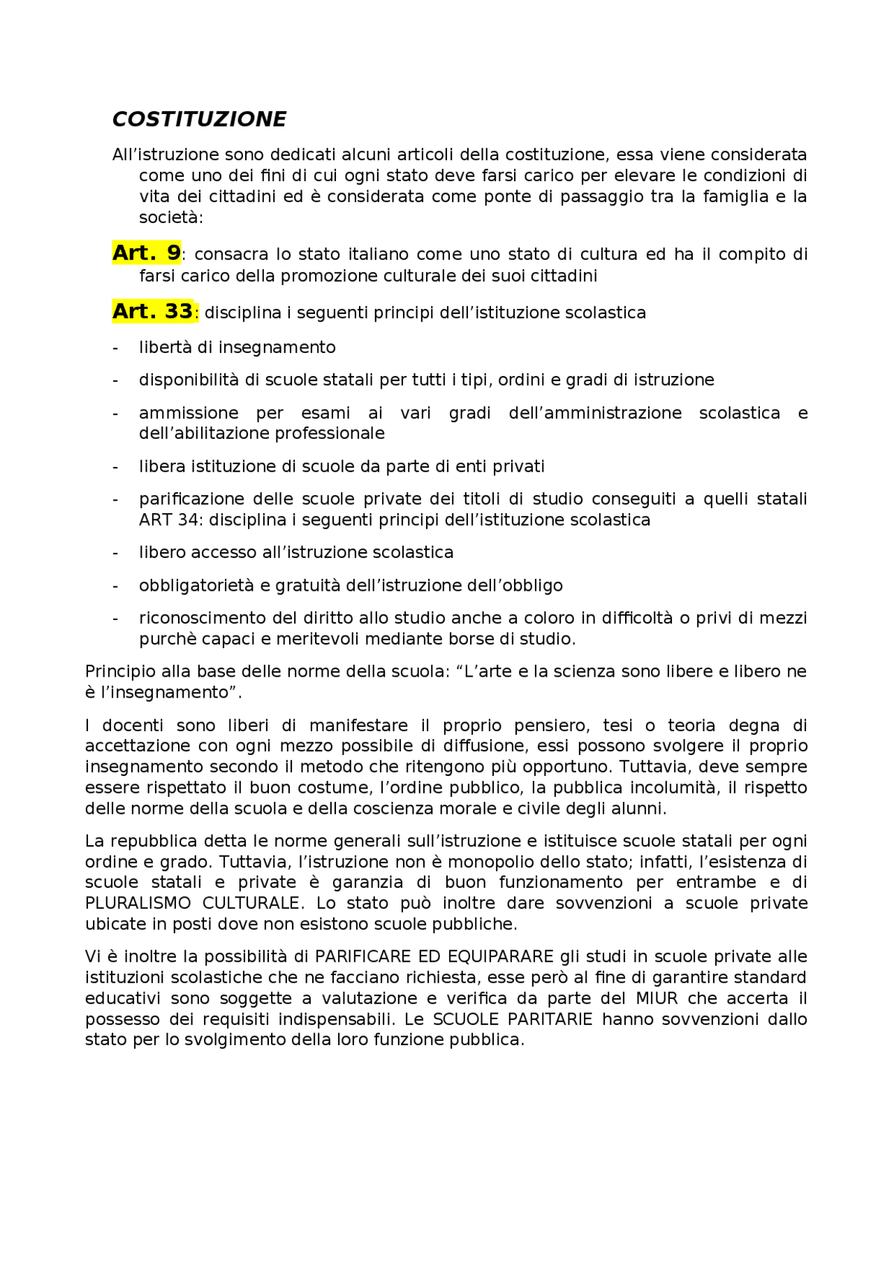 Legislazione Scolastica Riassunto Completo Tfa Docsity