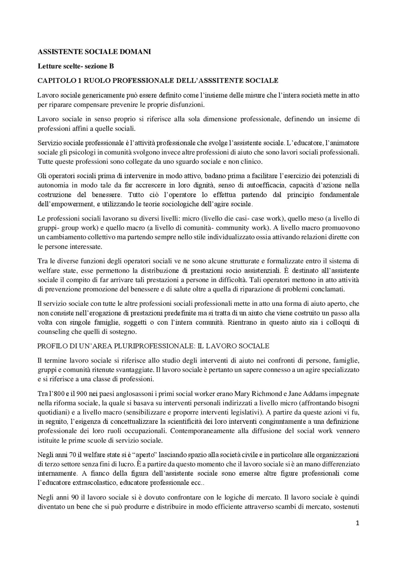 Riassunto Per Preparazione Esame Di Stato Assistente Sociale Sintesi