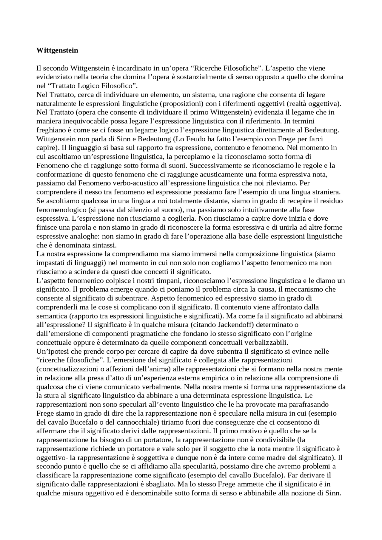 Spiegazione Wittgenstein Appunti Di Filosofia Del Linguaggio Docsity