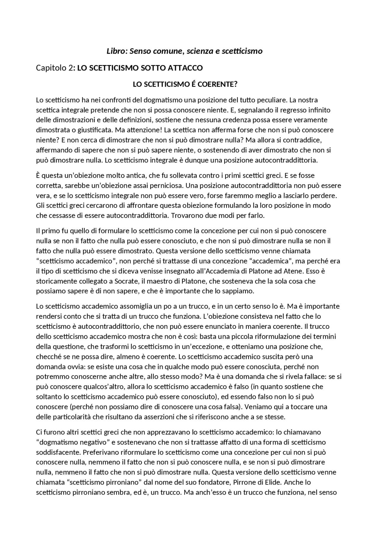 LO SCETTICISMO SOTTO ATTACCO | Schemi e mappe concettuali di ...