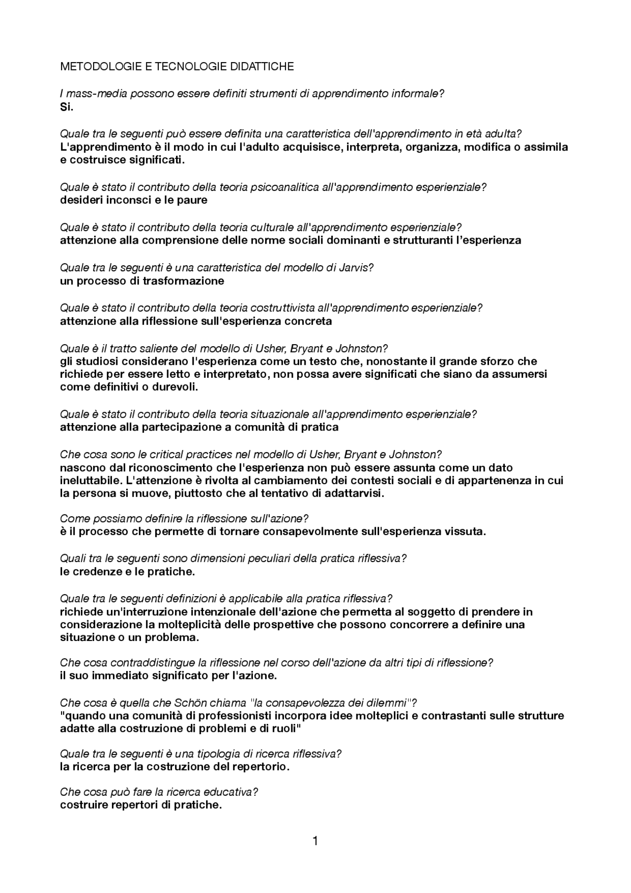 Metodologie E Pratiche Didattiche 24cfu Ecampus Risposte Corrette