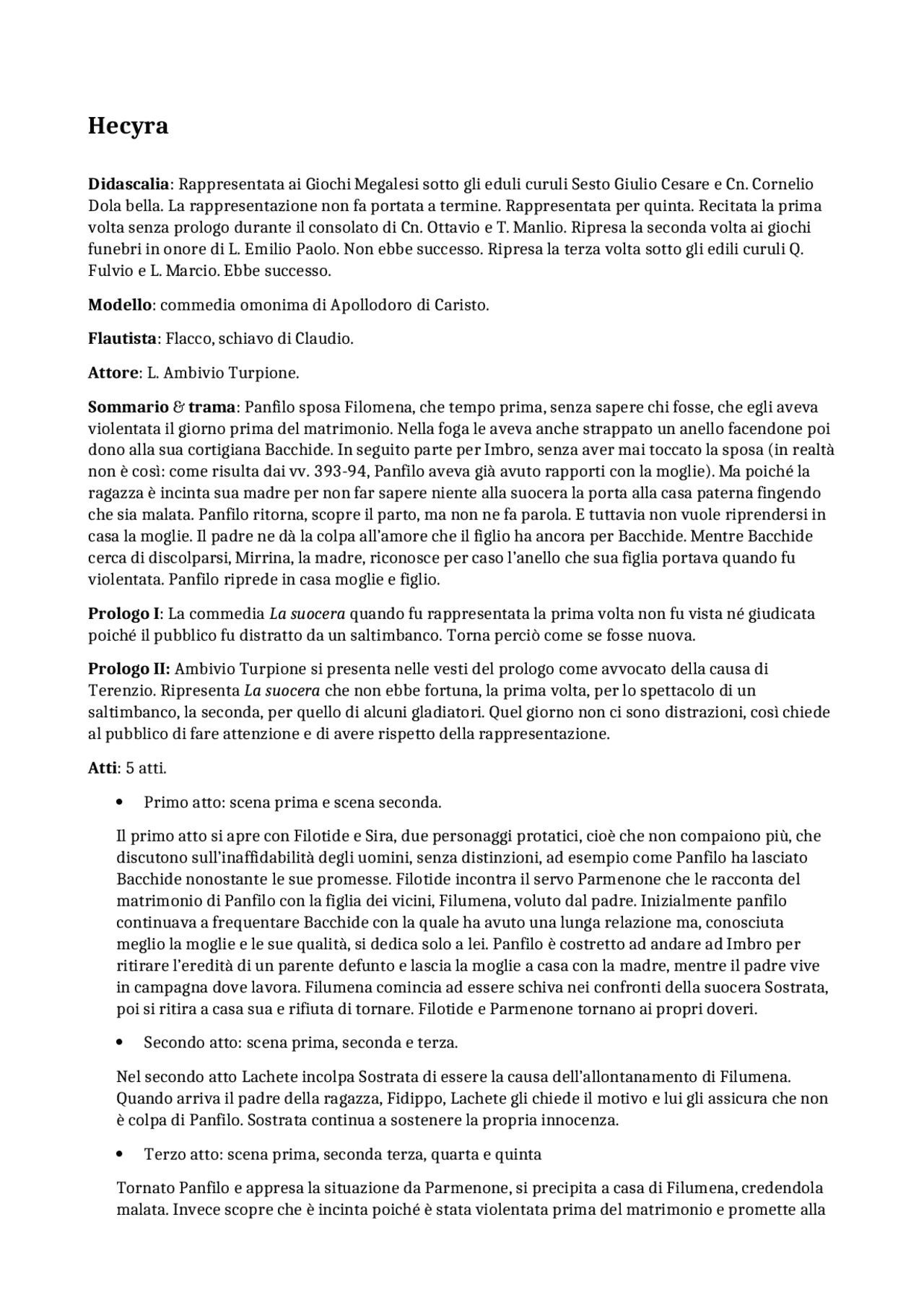 La suocera (Hecyra), Terenzio - Analisi | Schemi e mappe concettuali di ...
