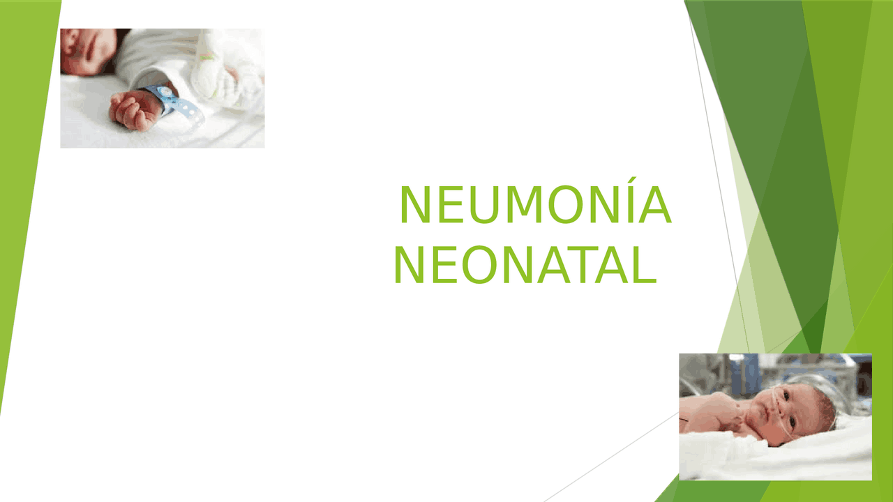 Neumonia neonatal presentación | Diapositivas de Pediatría | Docsity