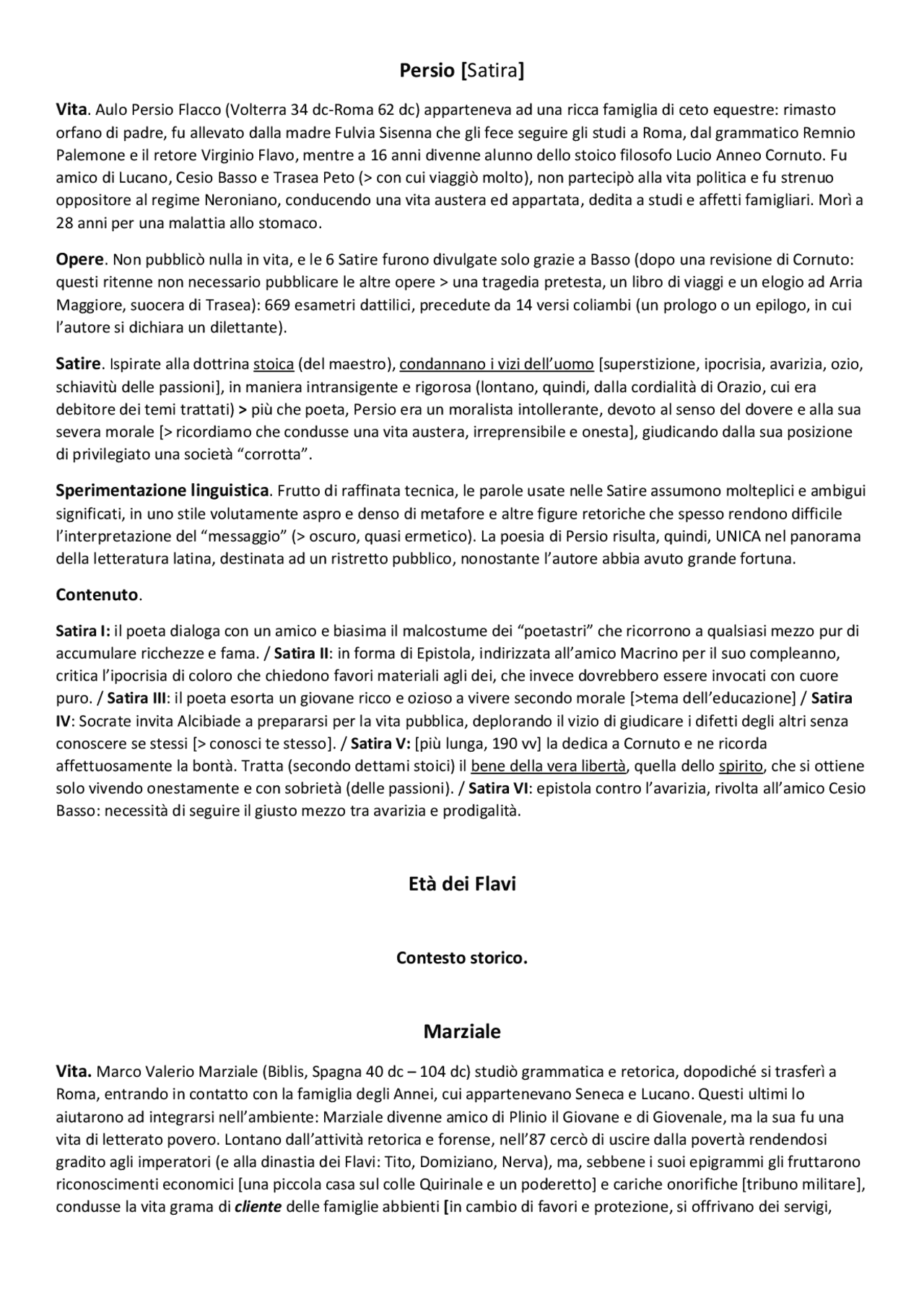 Appunti Persio, Marziale, Valerio Flacco, Stazio, Quintiliano | Appunti di Letteratura latina ...