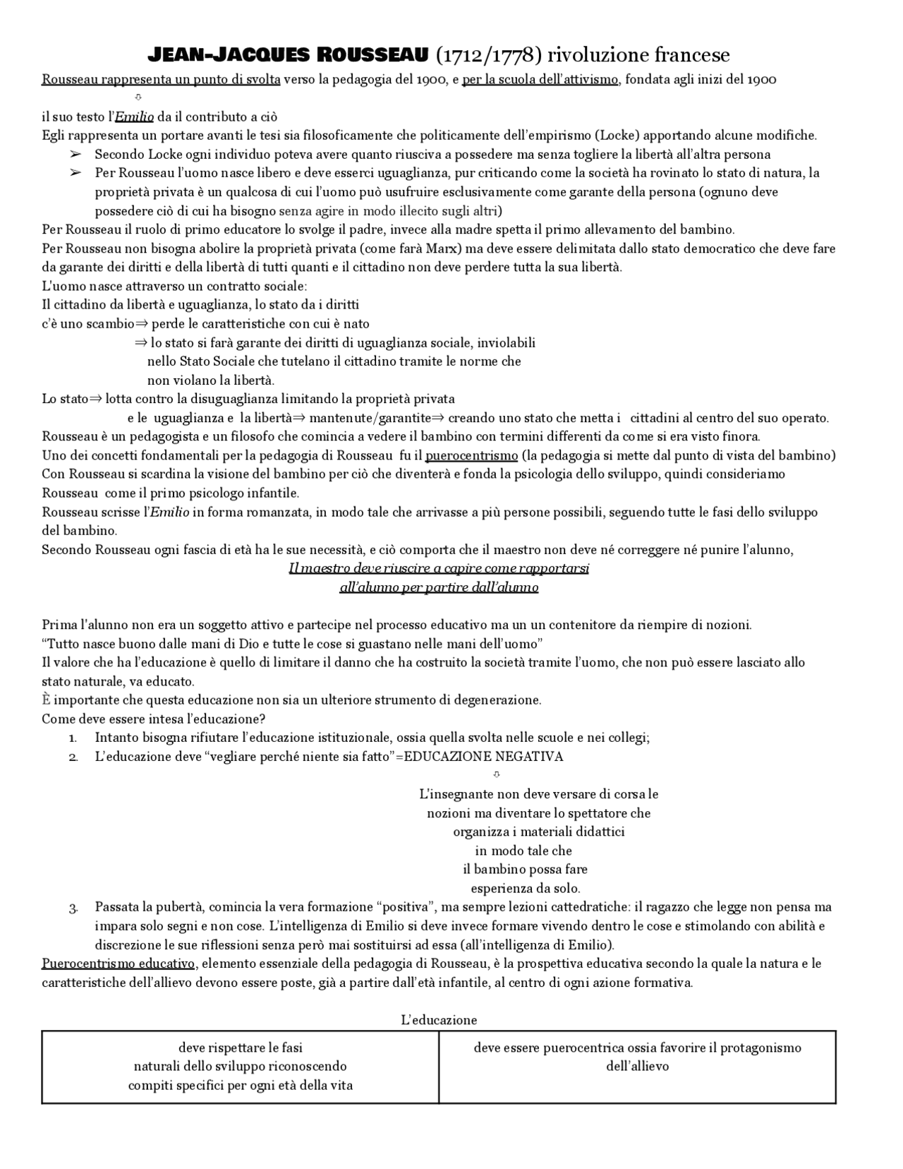 Jean Jacques Rousseau Appunti Di Filosofia Docsity