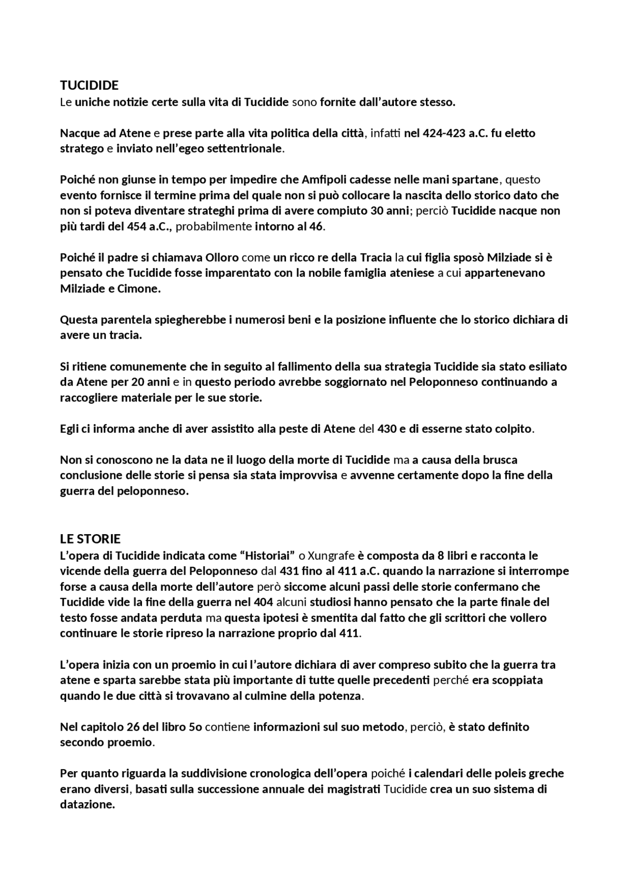 Tucidide Appunti Chiari E Semplici Appunti Di Greco Docsity