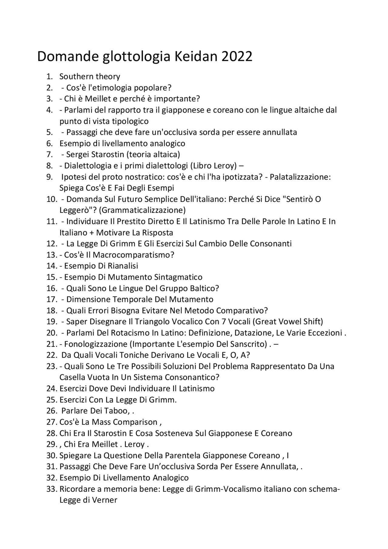 Domande Simulazione Glottologia 2022 Dispense Di Glottologia Docsity