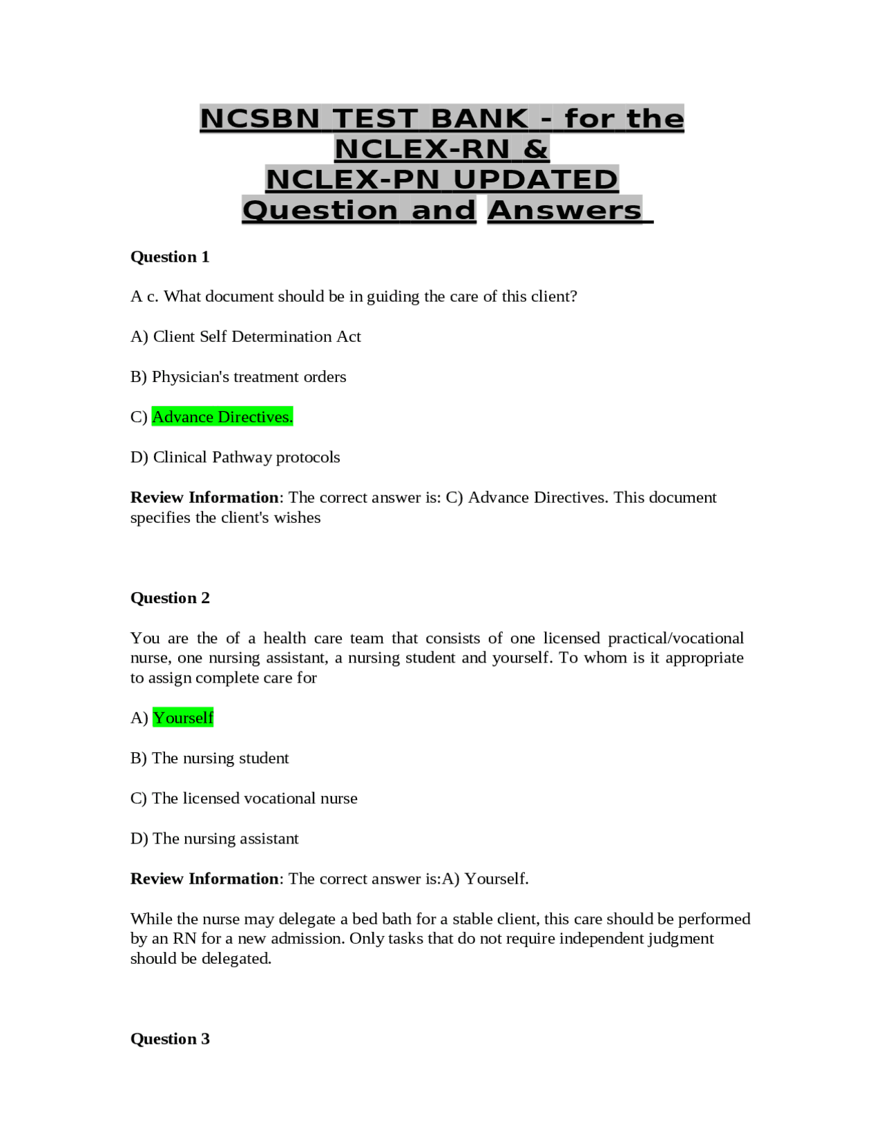 NCSBN TEST BANK - for the NCLEX-RN & NCLEX-PN UPDATED | Exams Nursing ...