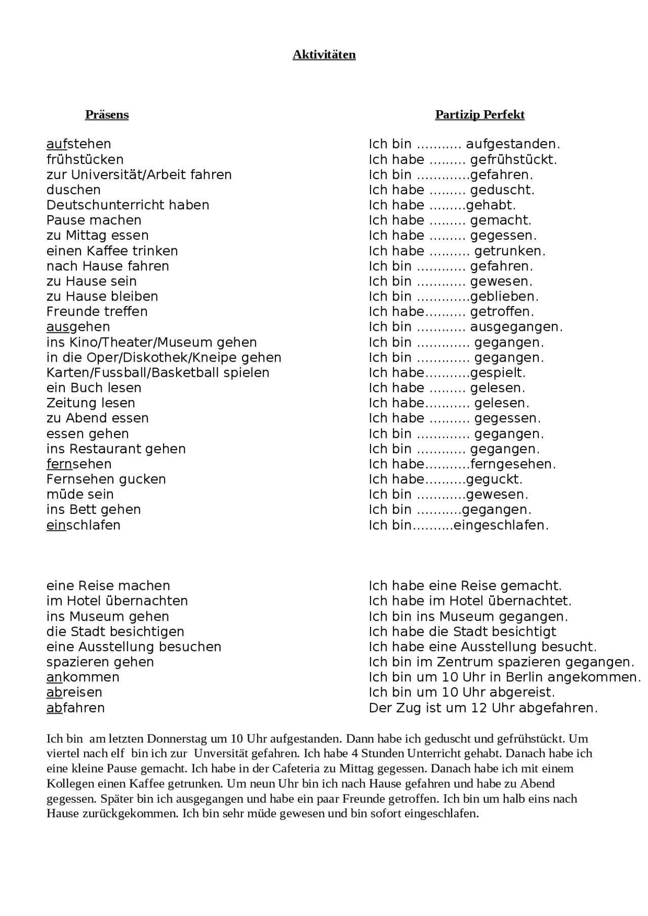 Los participios en alemán | Apuntes de Idioma Alemán | Docsity