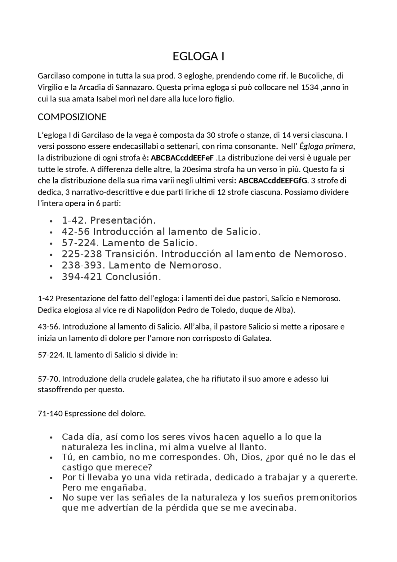 EGLOGA I garcilaso de la vega | Sintesi del corso di Letteratura ...