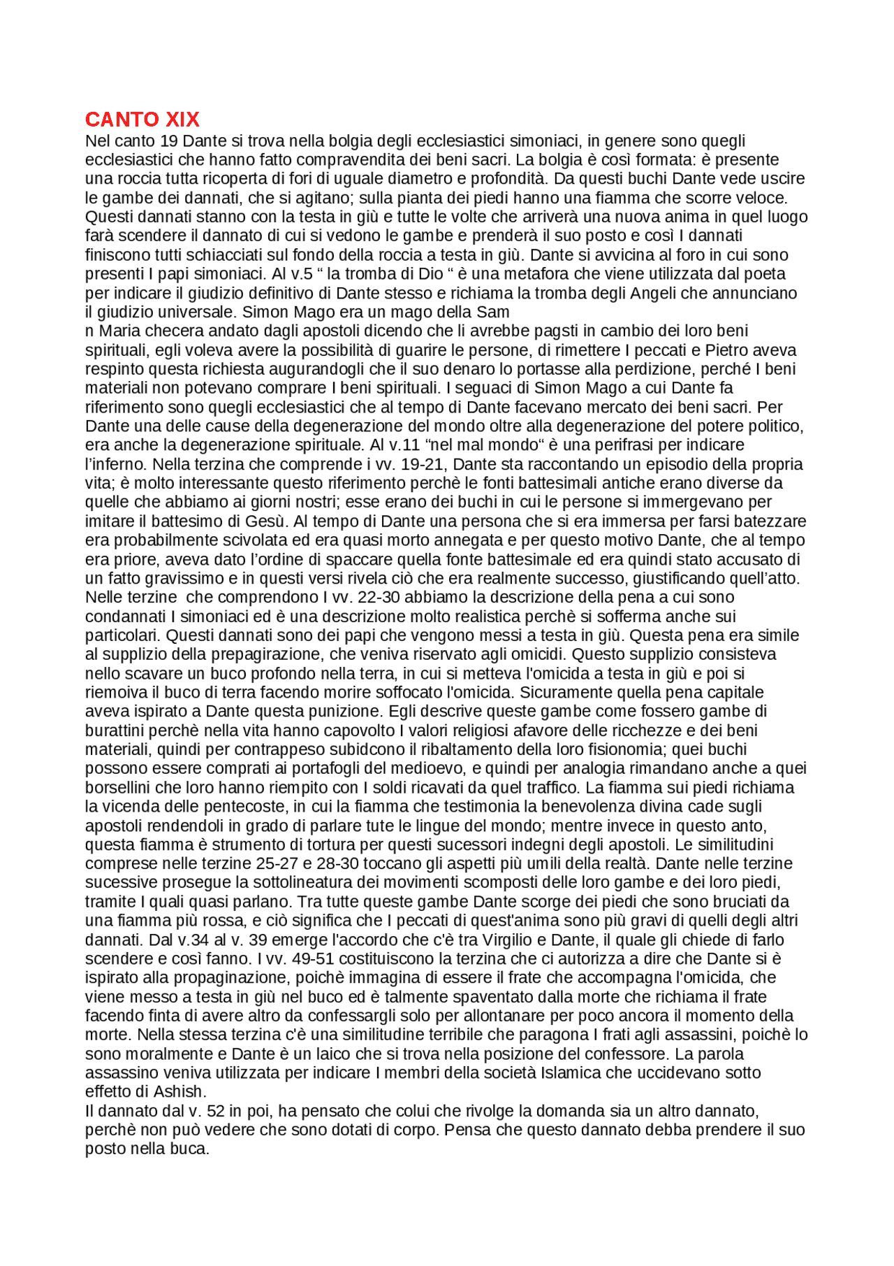 Canto 19 della divina commedia di dante alighieri | Appunti di Italiano ...