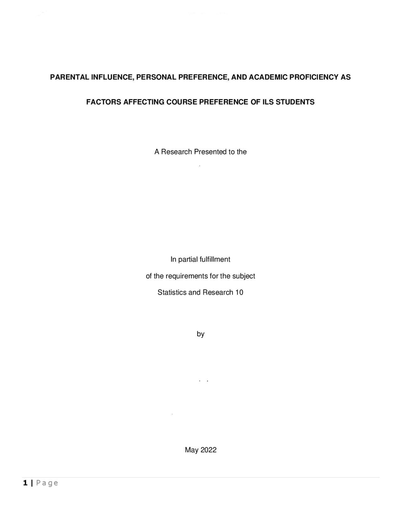 Factors Affecting Course Preference of Highschool Students | High ...