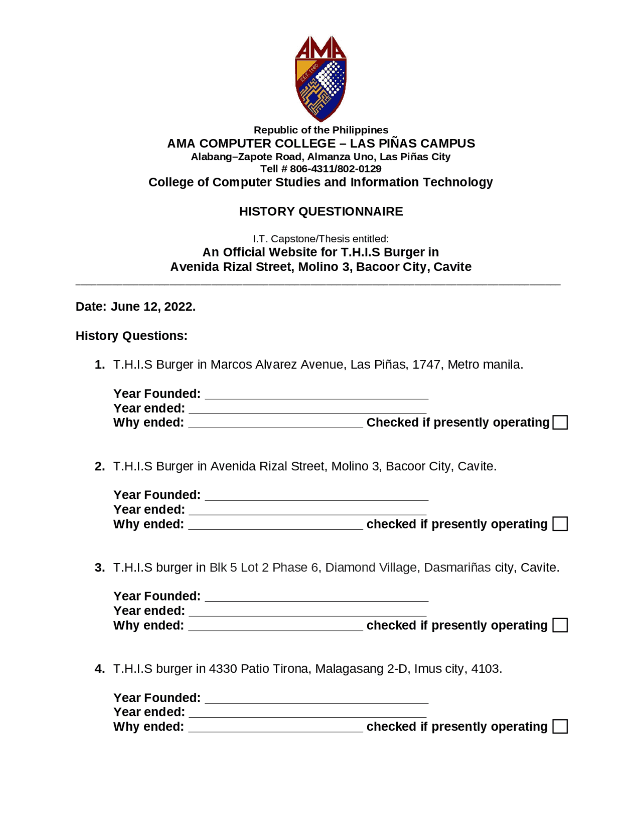 ACCEPTANCE LETTER FROM THE BENEFICIARY | Thesis Capstone Design | Docsity