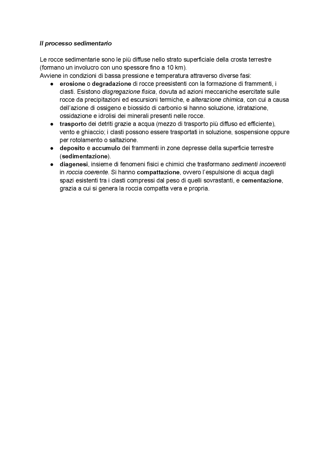 Il Processo di Formazione delle Rocce Sedimentarie | Appunti di Scienze della Terra | Docsity