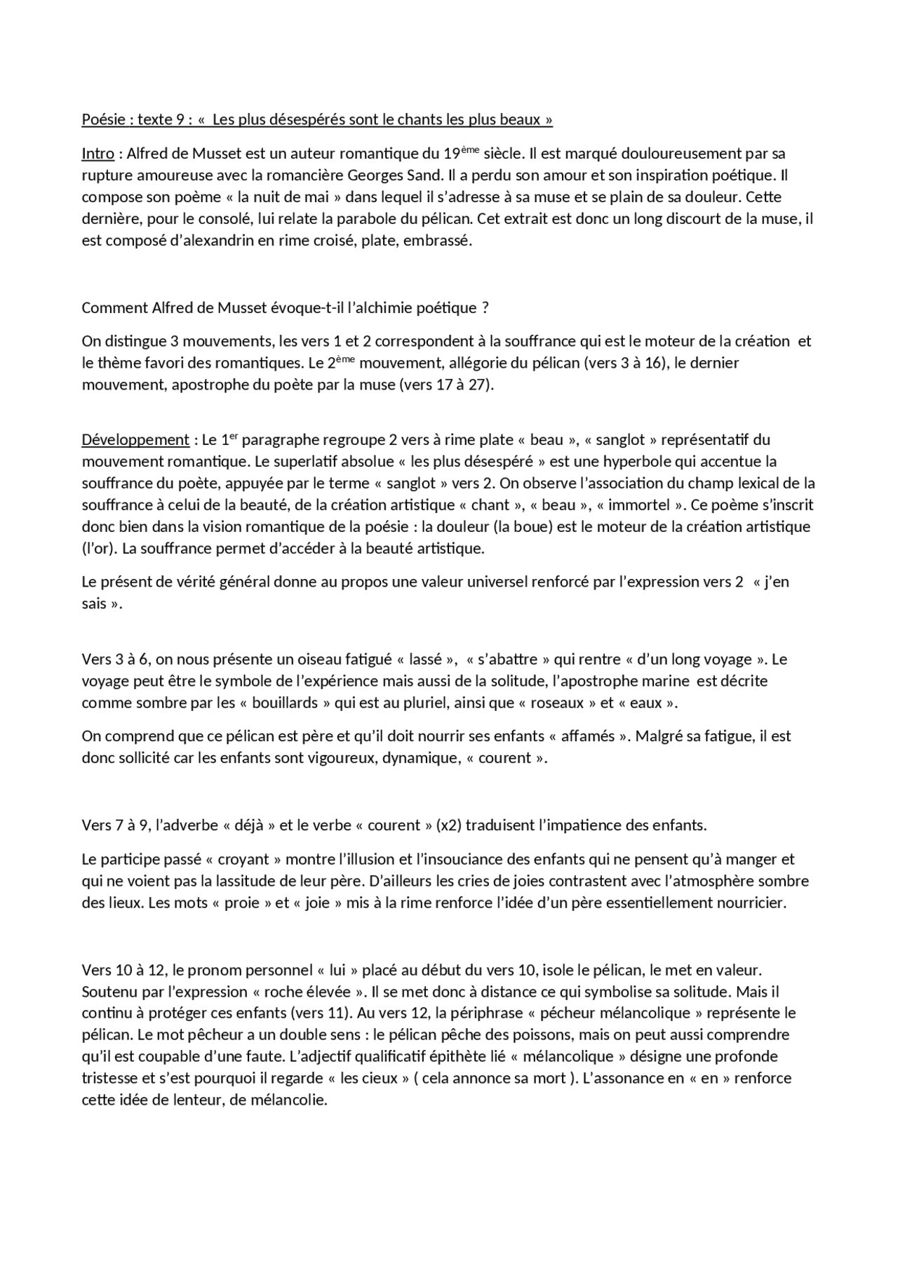 Alfred de Musset, étude extrait de : La nuit de mai | Lectures Français ...