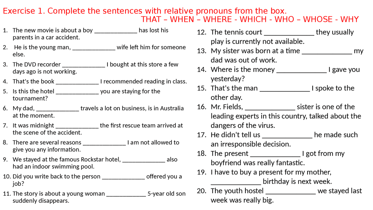 English The Relative Clauses Schemi E Mappe Concettuali Di Inglese