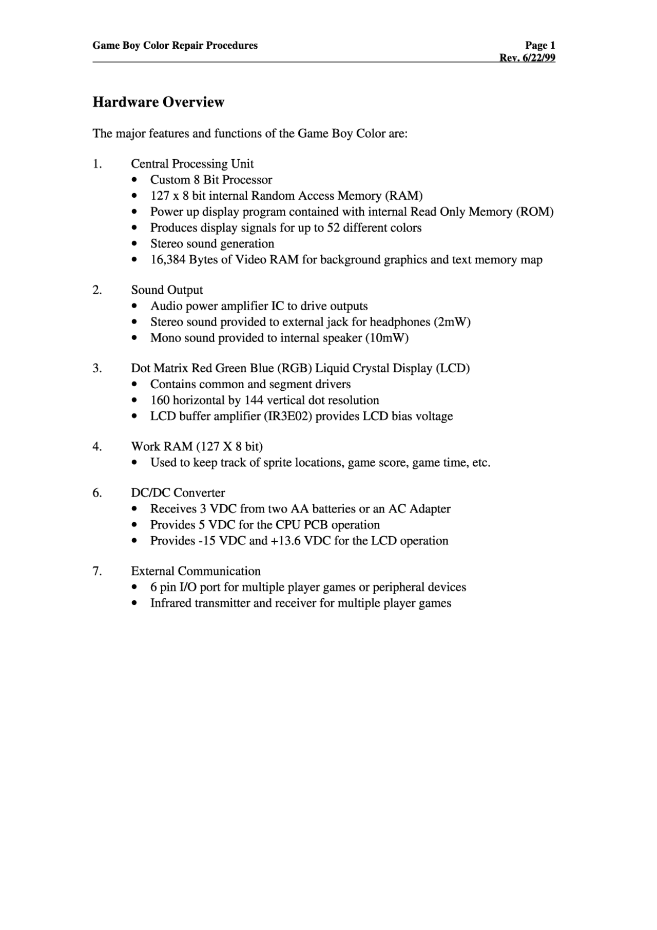 Nintendo Gameboy Service Manual - Docsity