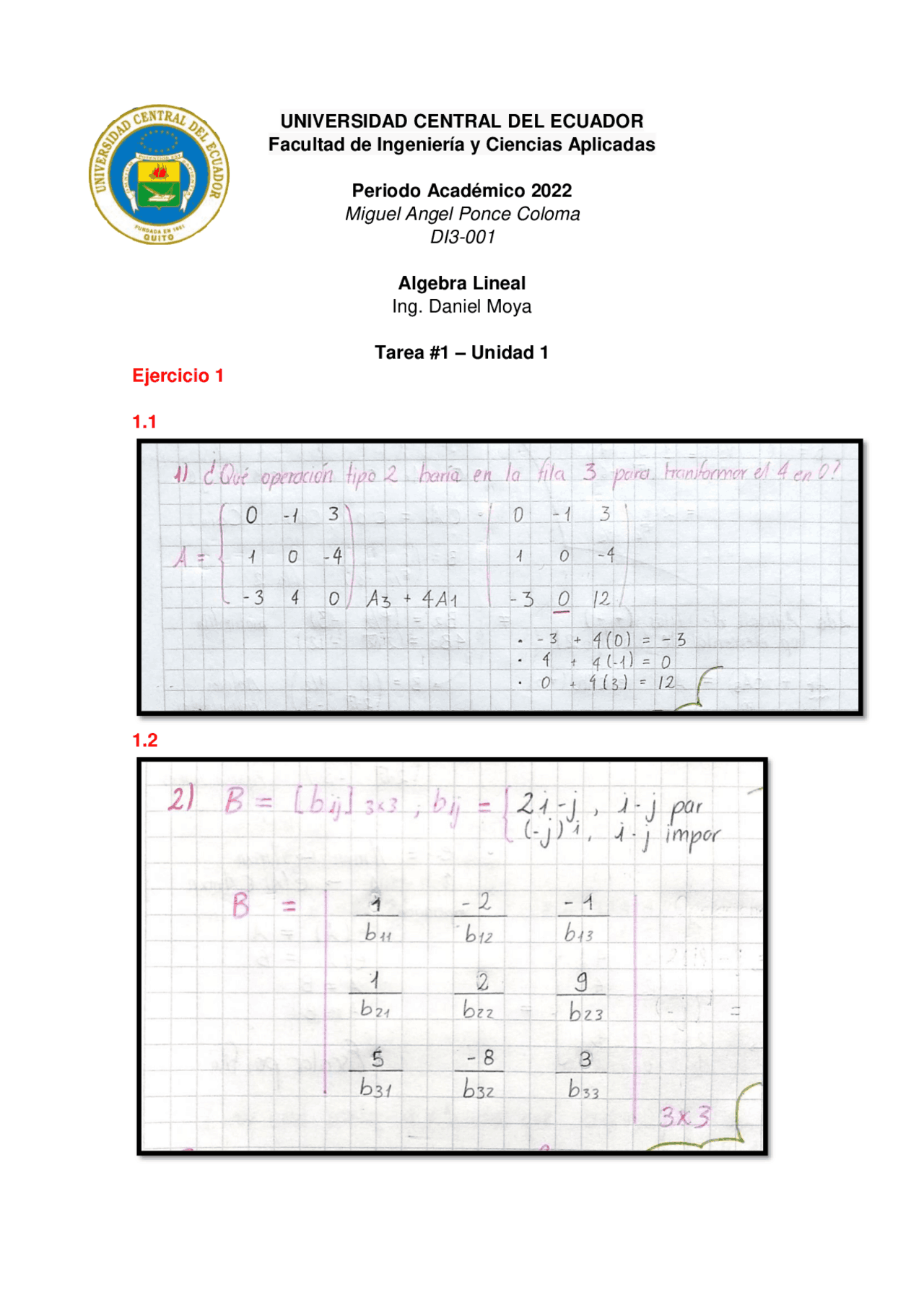 Ejercicios De Matrices Docsity
