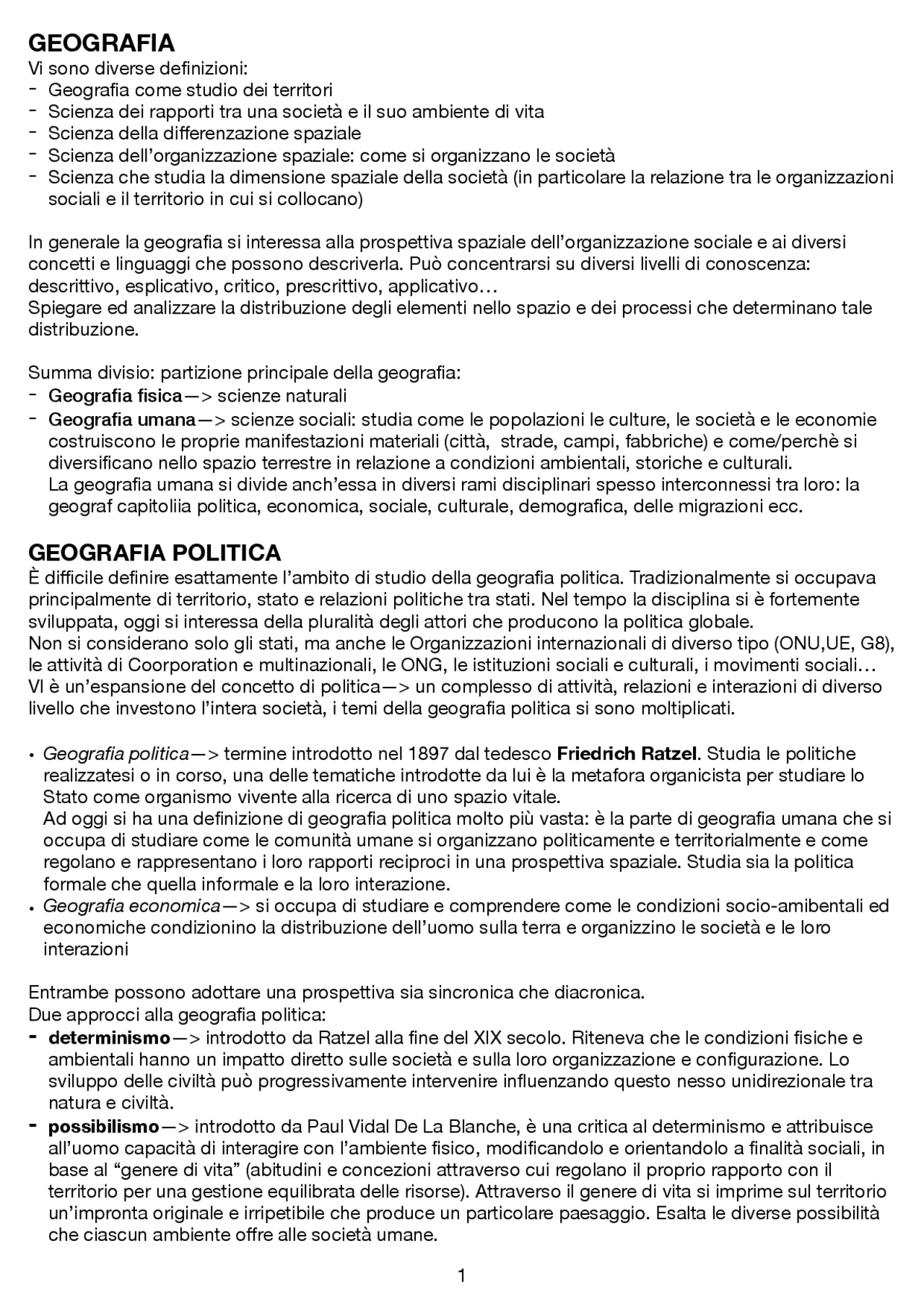 Geografia Politica ed Economica | Appunti di Geografia Politica | Docsity
