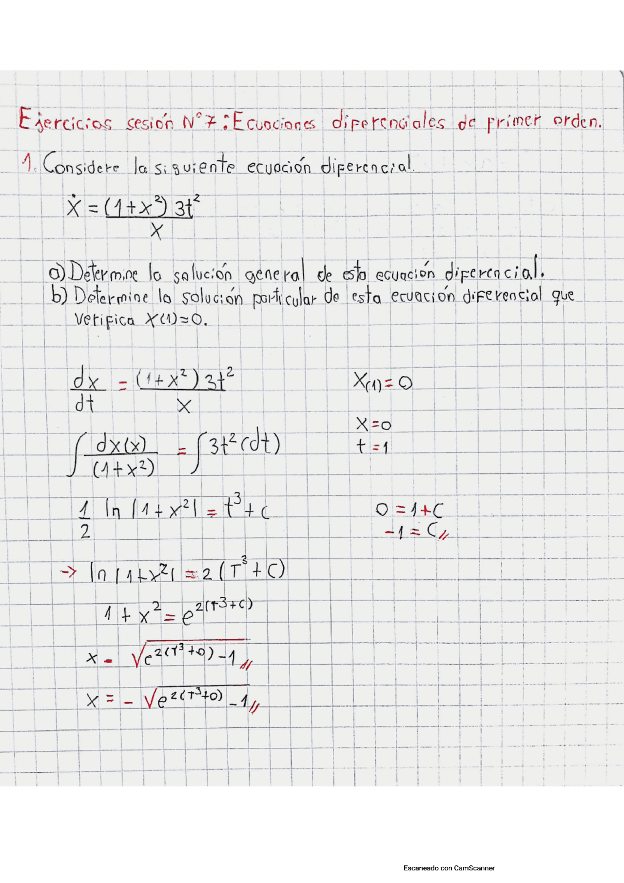 Ecuaciones diferenciales de primer orden | Ejercicios de Matemáticas | Docsity