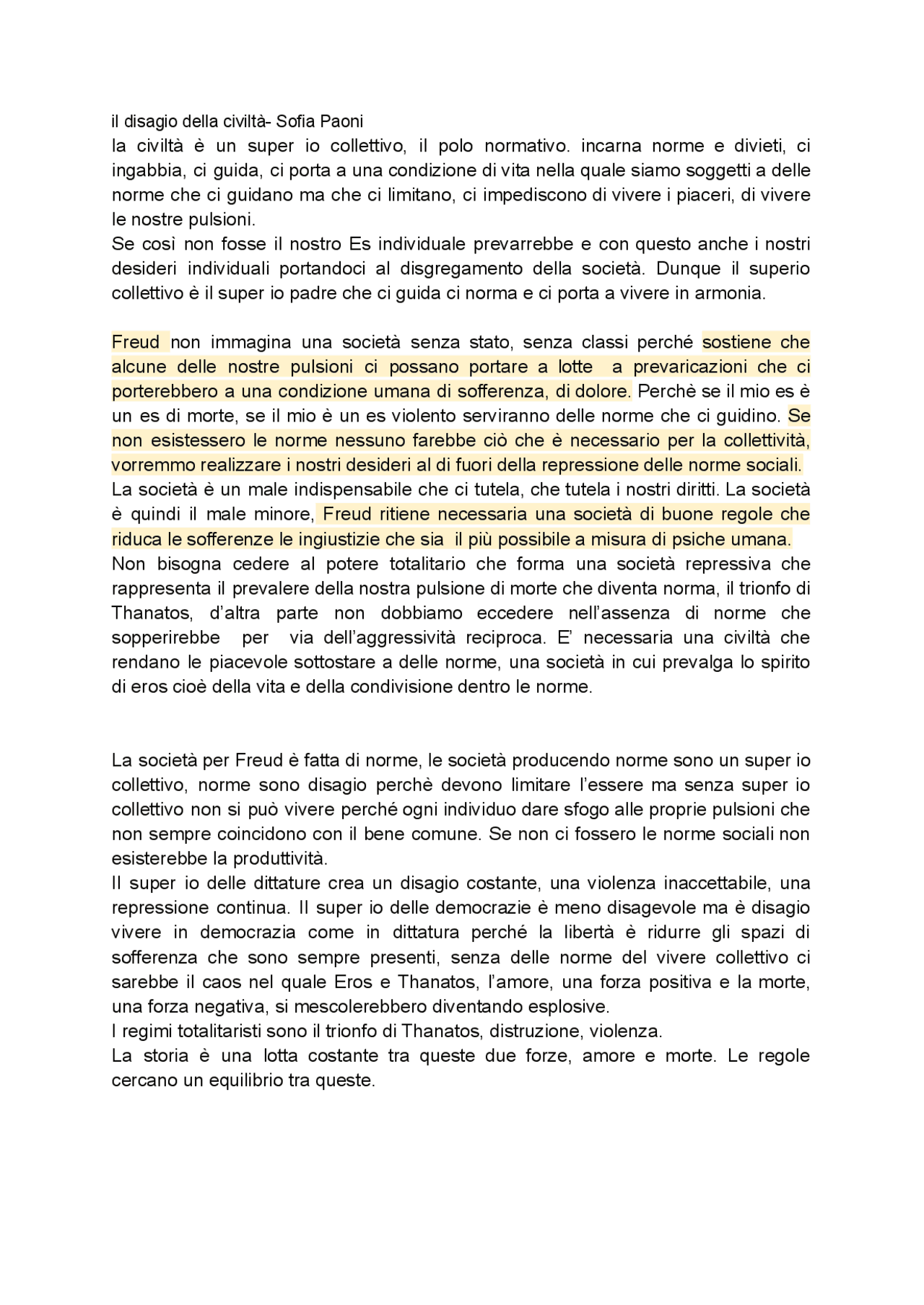 Appunti Sul Disagio Della Società Di Freud Temi Di Filosofia Docsity