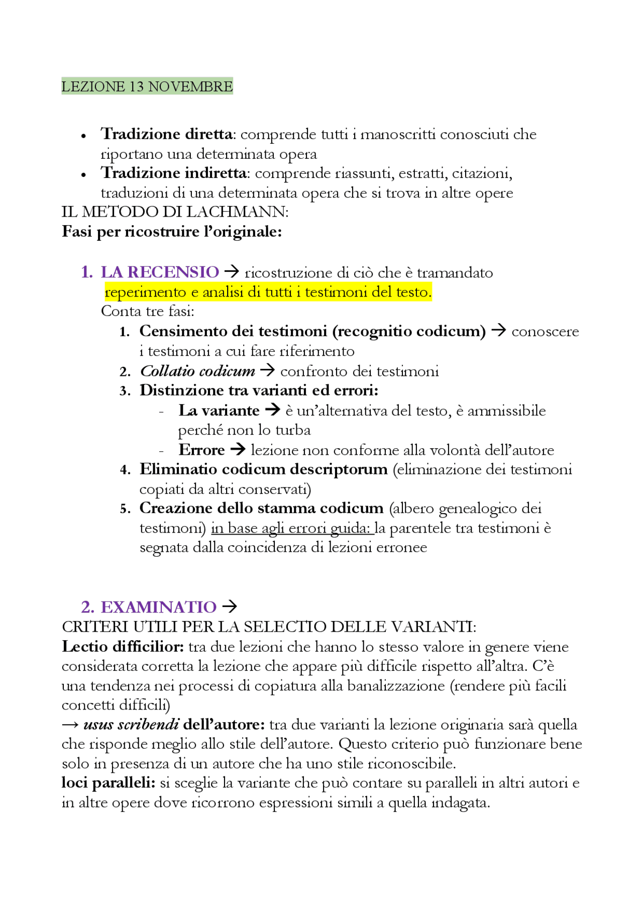 Il Metodo di Lachmann | Schemi e mappe concettuali di Filologia ...