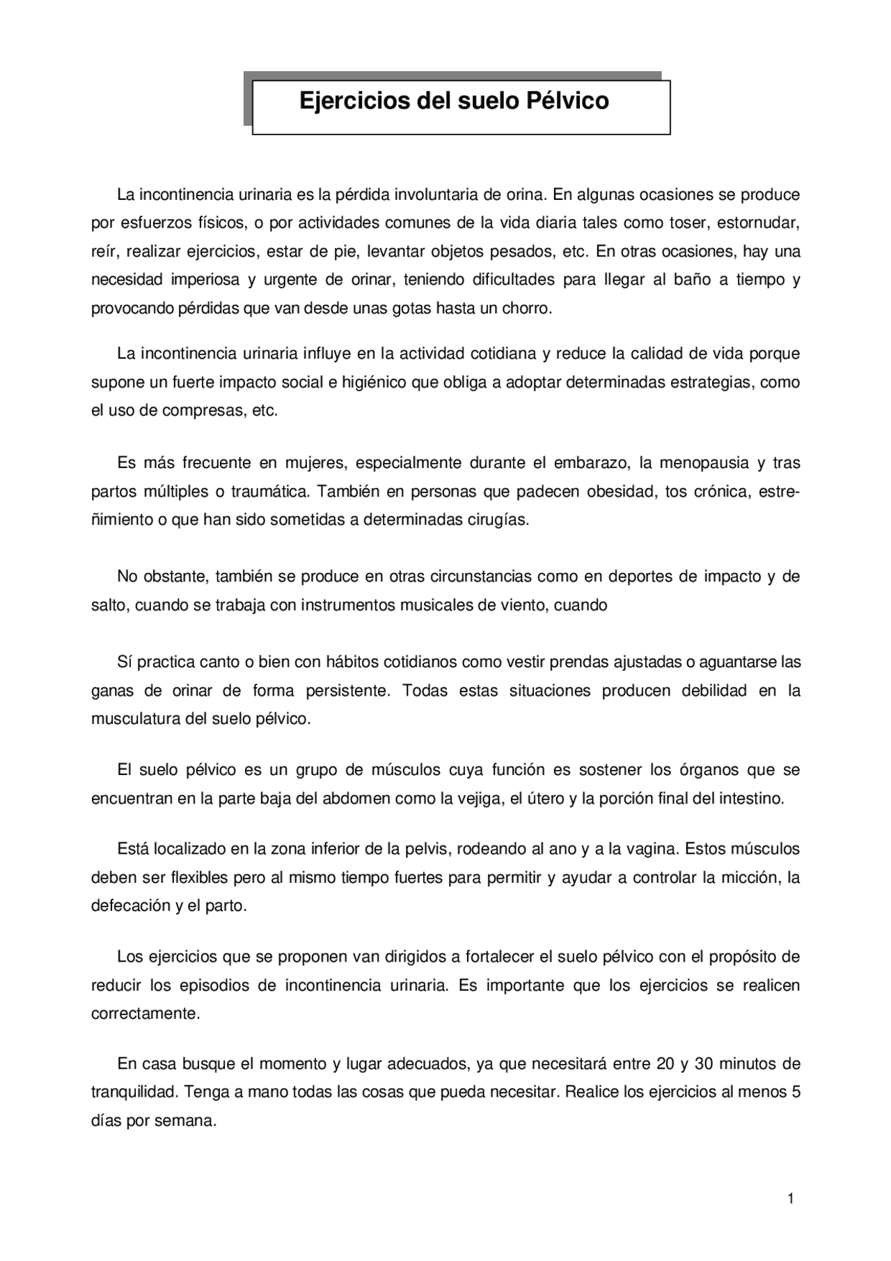 Suelo Pélvico Ejercicios Apuntes De Obstetricia Docsity
