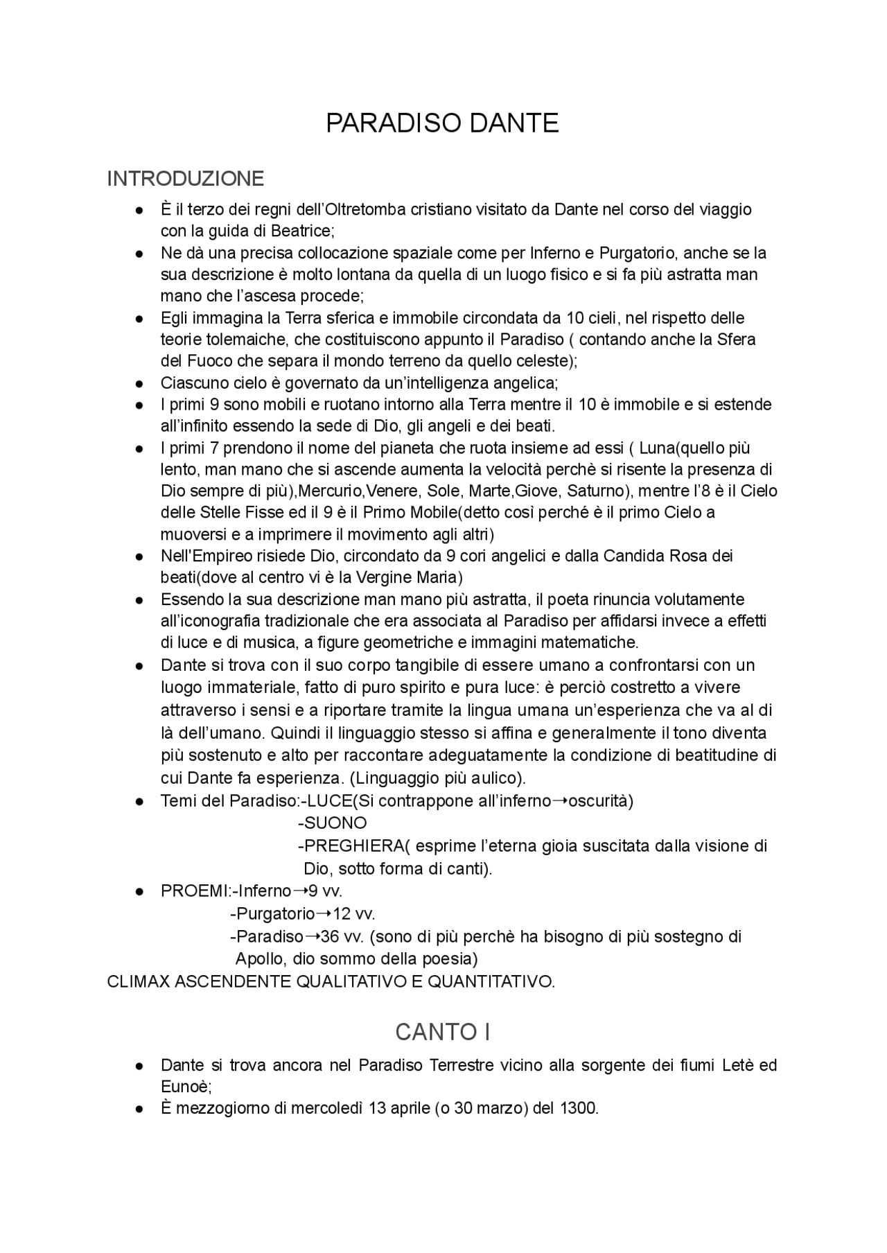 Appunti Sul Paradiso Di Dante Appunti Di Italiano Docsity