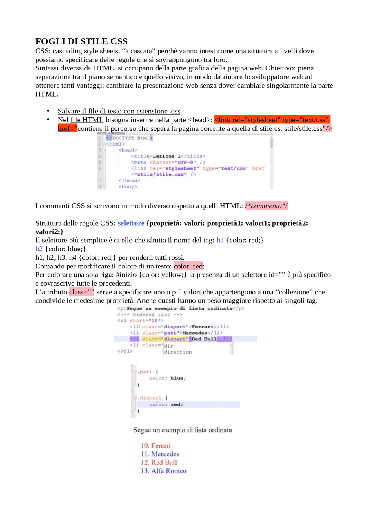 Appunti Css Presi A Lezione Appunti Di Programmazione E Tecnologie
